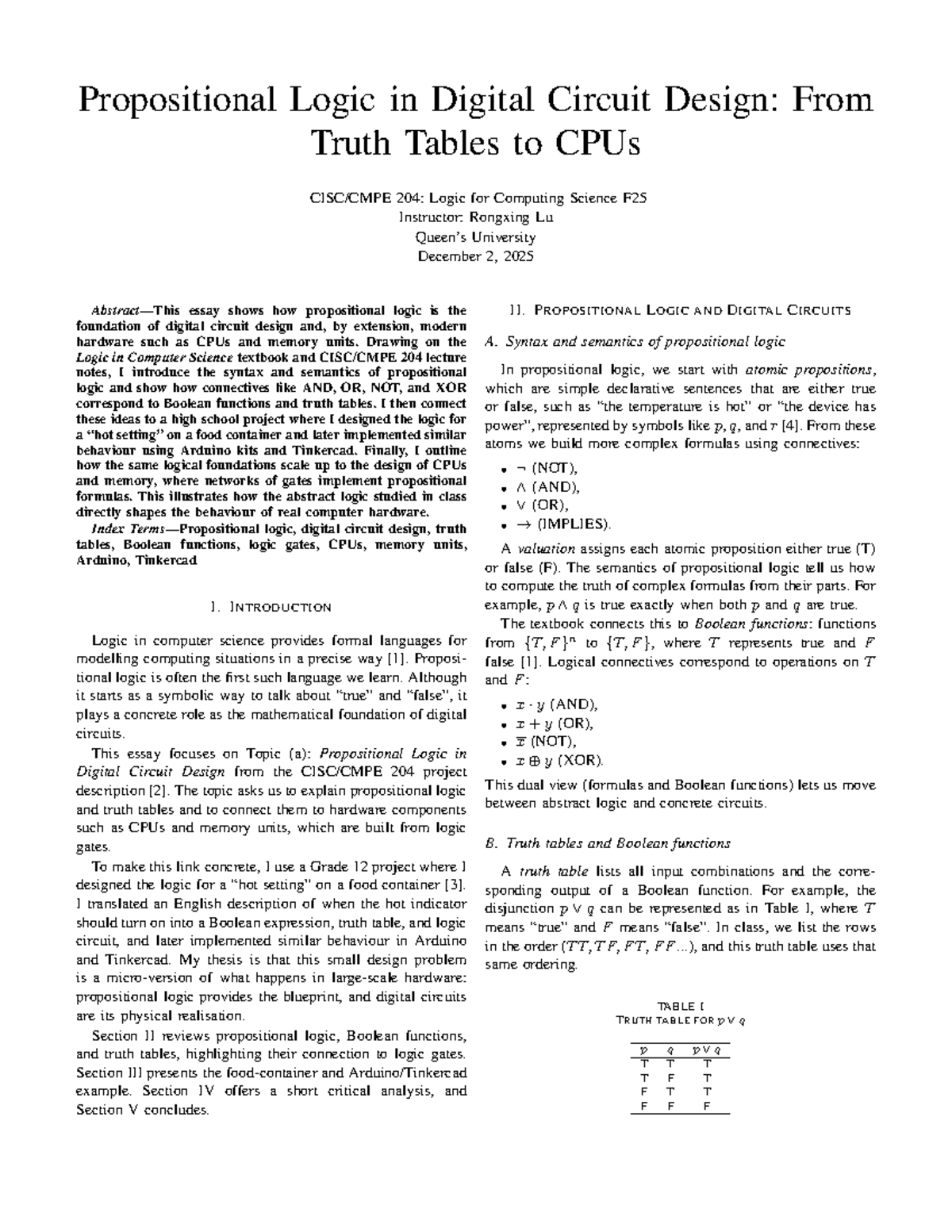 CISC 204: Propositional Logic in Digital Circuit Design - Final Project ...