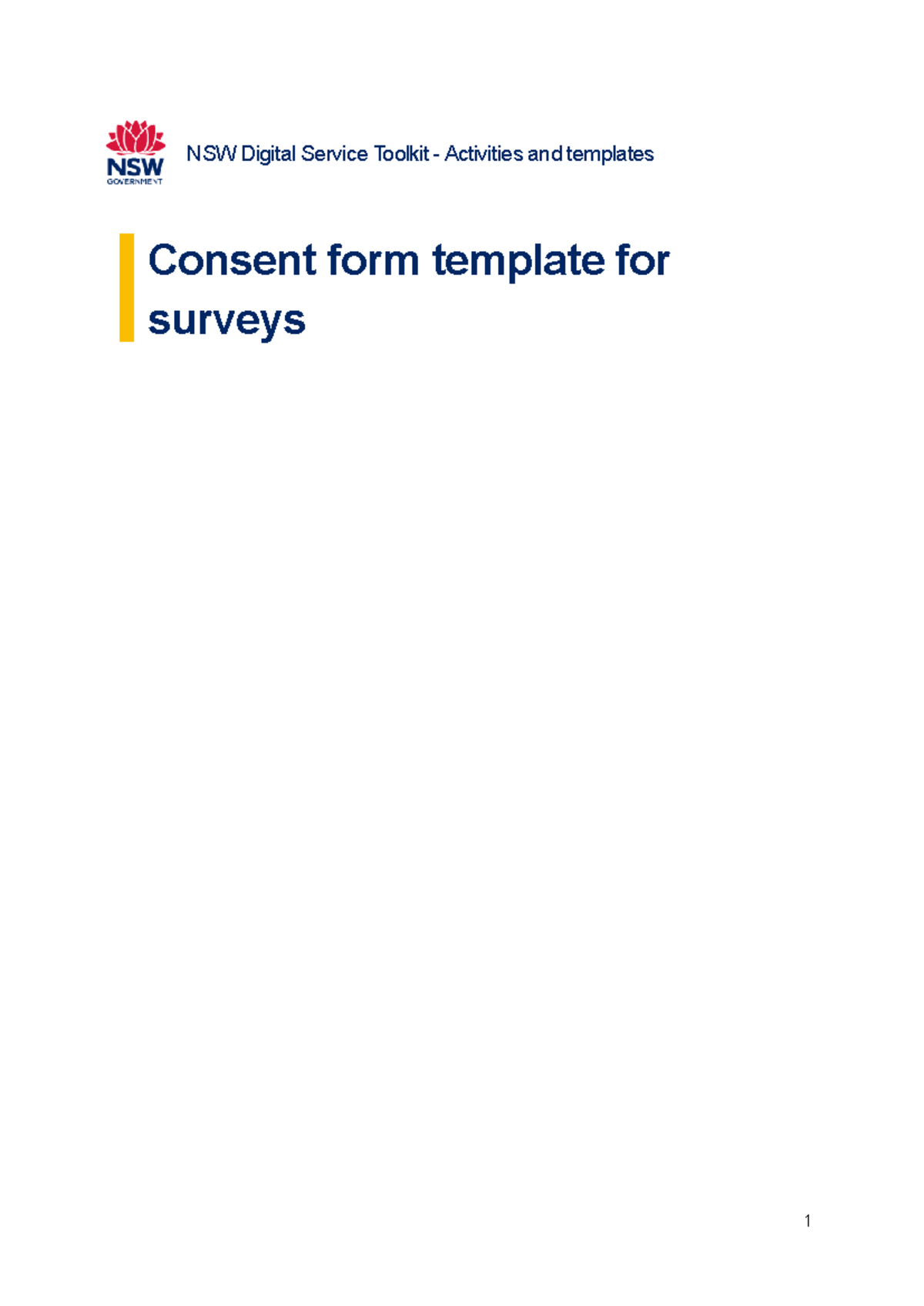 NSW Digital Service Toolkit: Survey Consent Form Template - Studocu