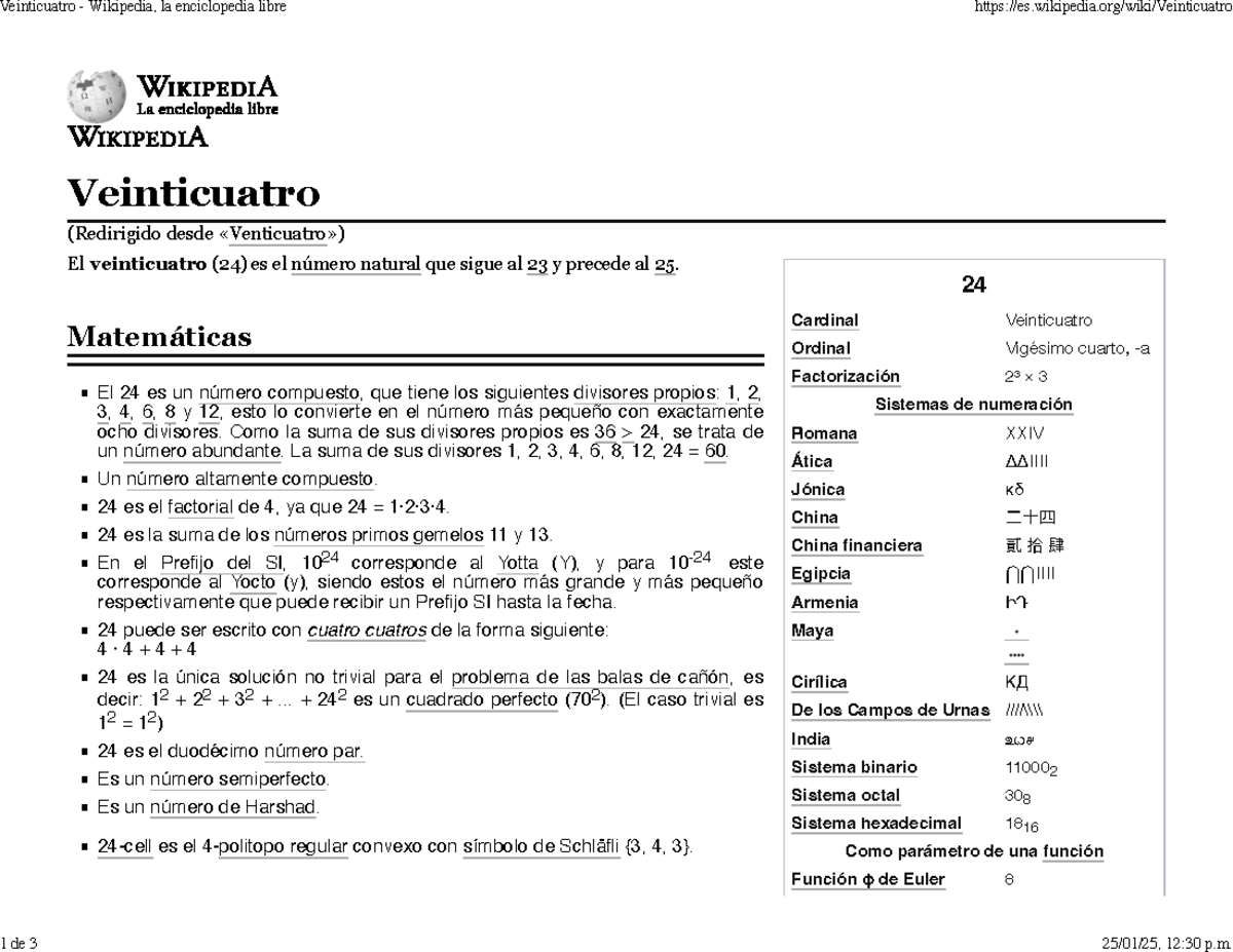 Veinticuatro - Wikipedia, la enciclopedia libre - 24 Cardinal ...