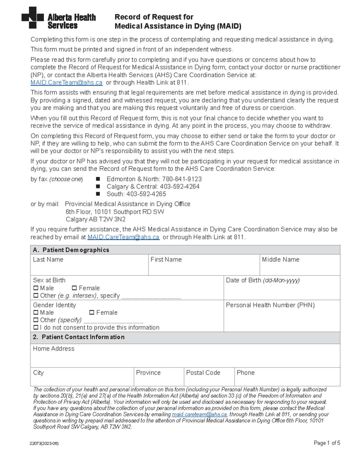 Record of Request for Medical Assistance in Dying (MAID) Form - Studocu