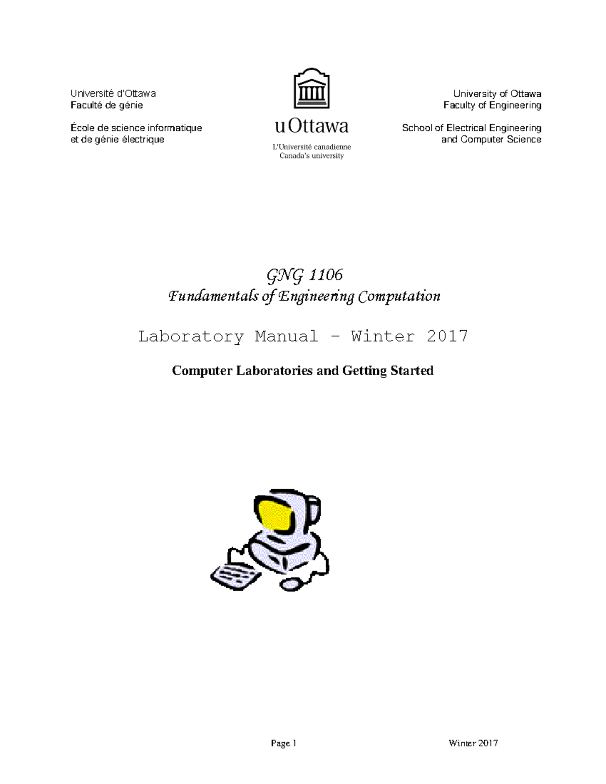 GNG1106 Lab Manual - Intro to Engineering Computation (Winter 2017) - Studocu