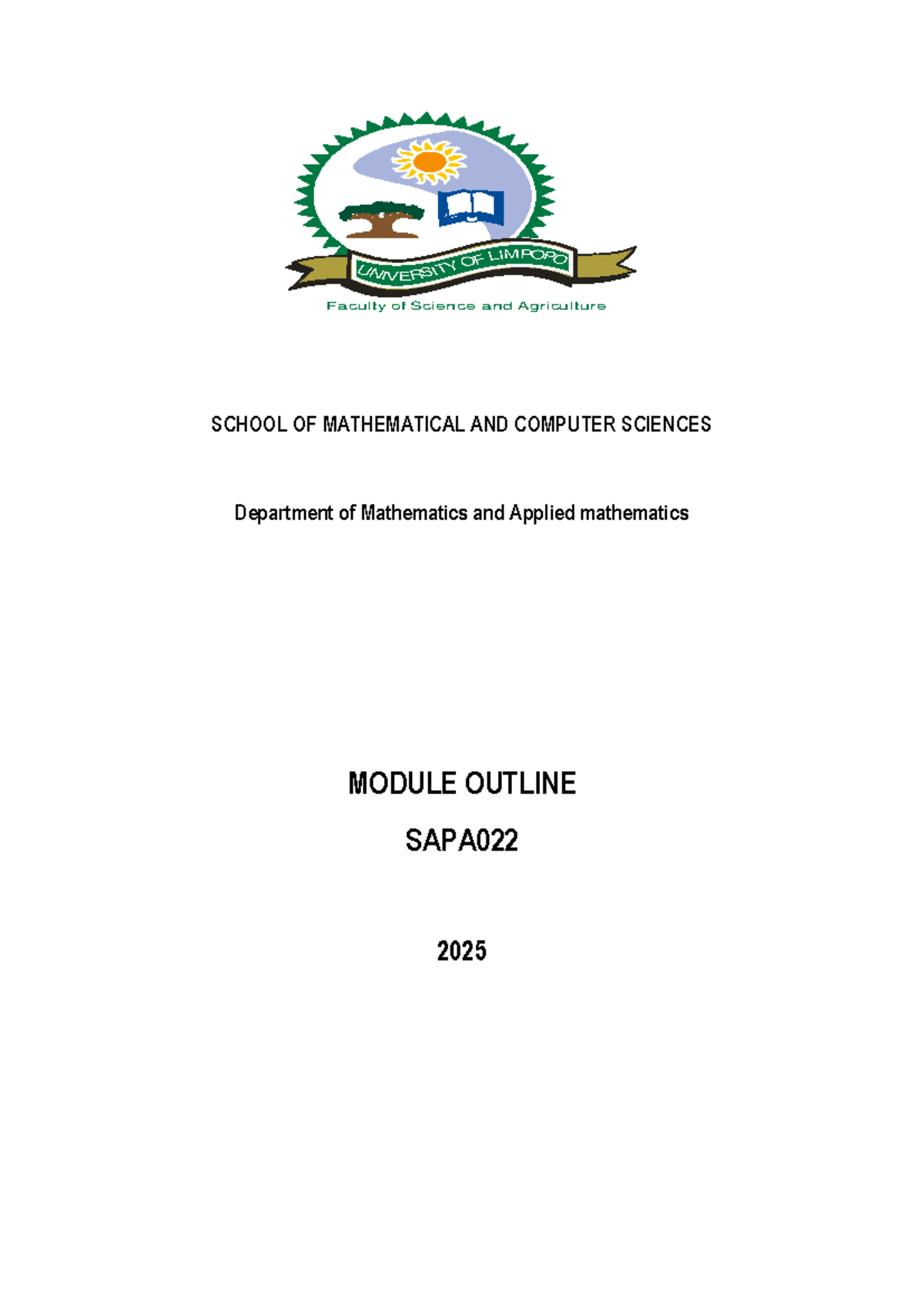 Module Outline SAPA022: Numerical Analysis 2025 - Studocu