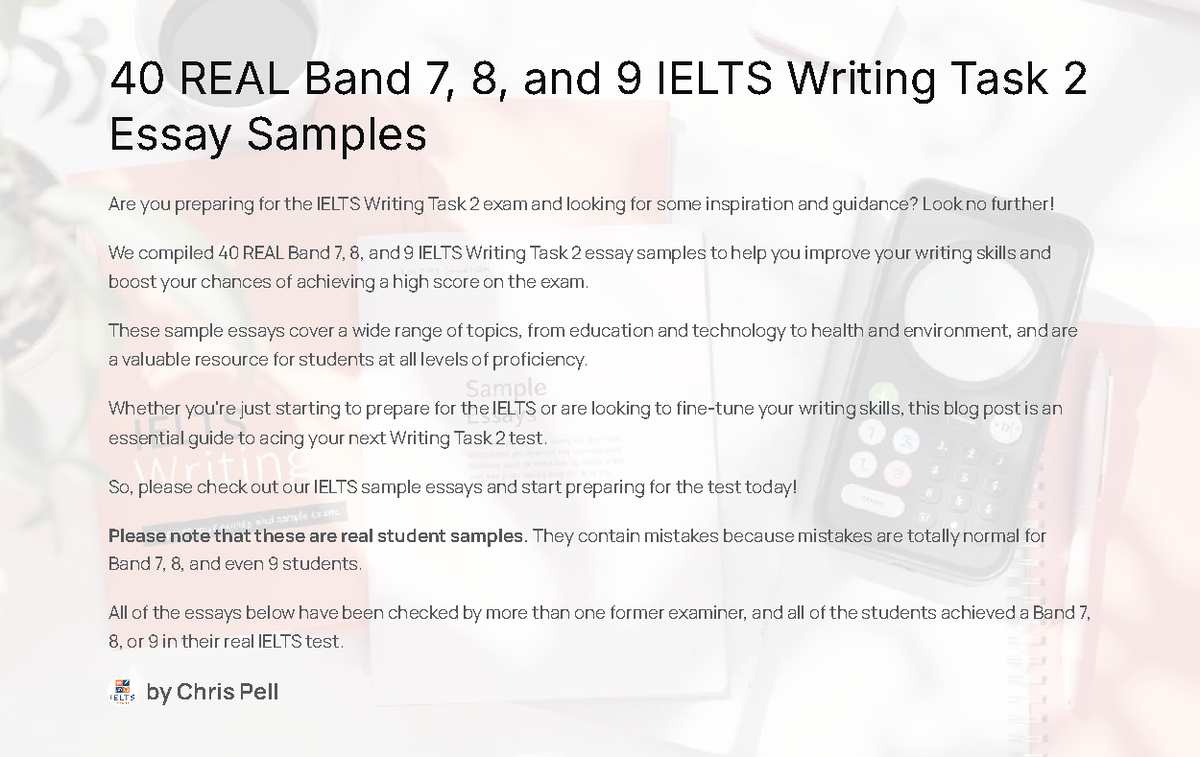 40 REAL Band 7, 8, and 9 IELTS Writing Task 2 Essay Samples Guide - Studocu
