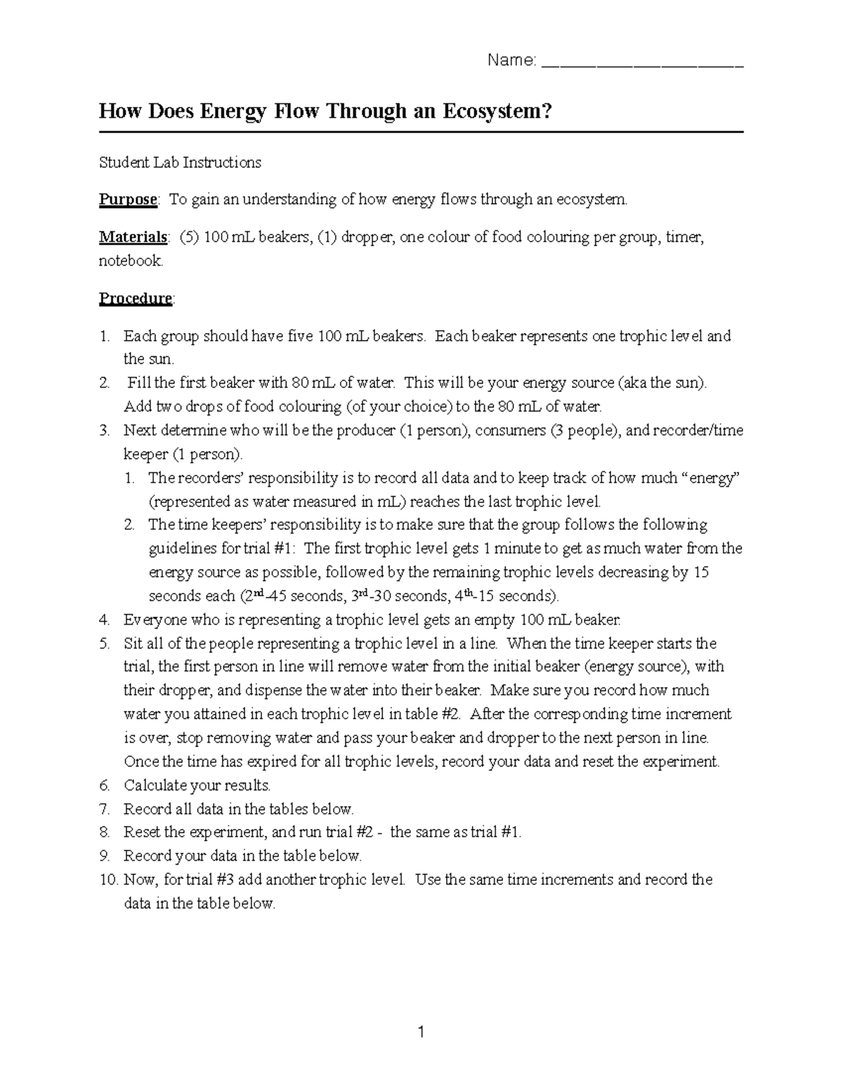 Energy Flow Lab: Understanding Ecosystem Dynamics and Trophic Levels ...