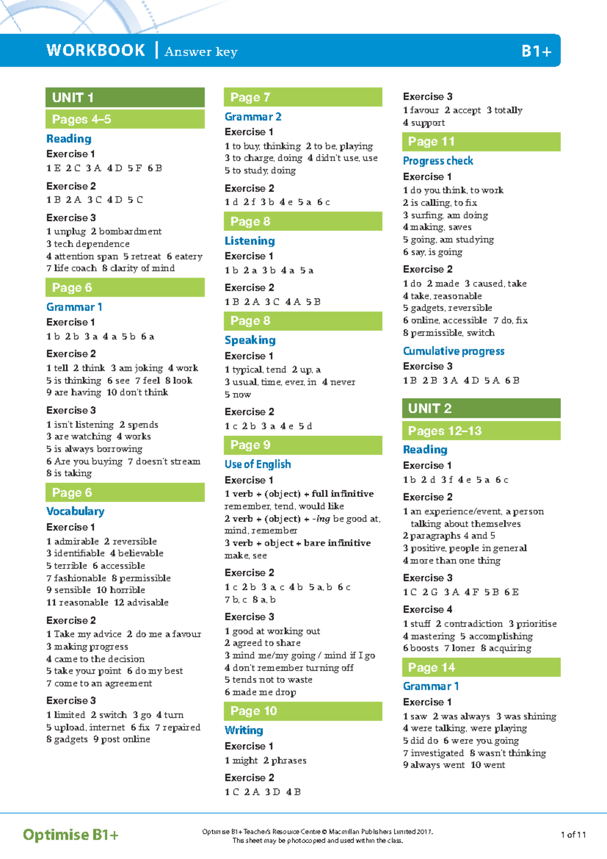 Optimise B1+ Workbook Answers (587115949) - Complete Guide - Studocu