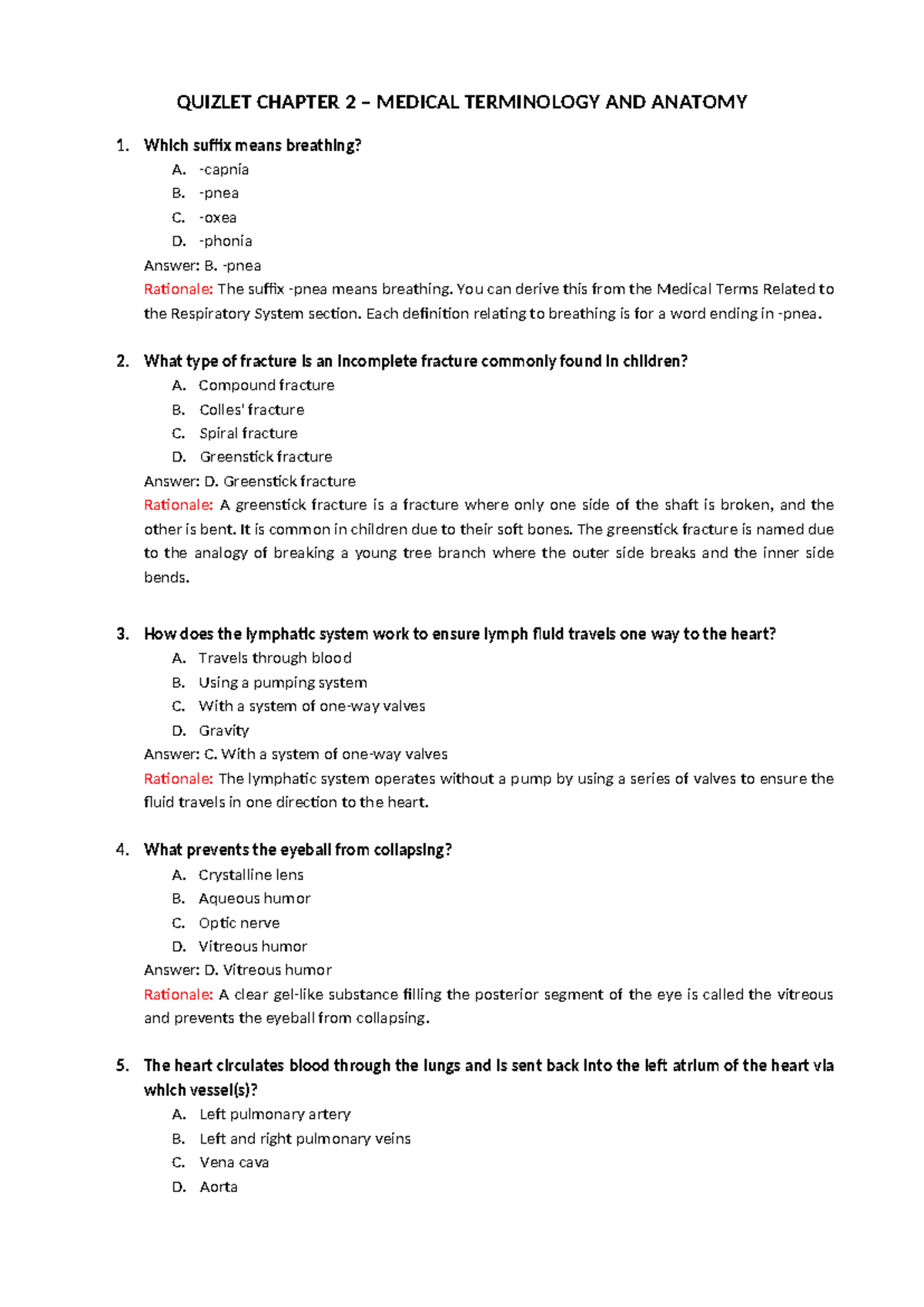 QUIZLET CHAPTER 2 MEDICAL TERMINOLOGY AND ANATOMY STUDY GUIDE - Studocu
