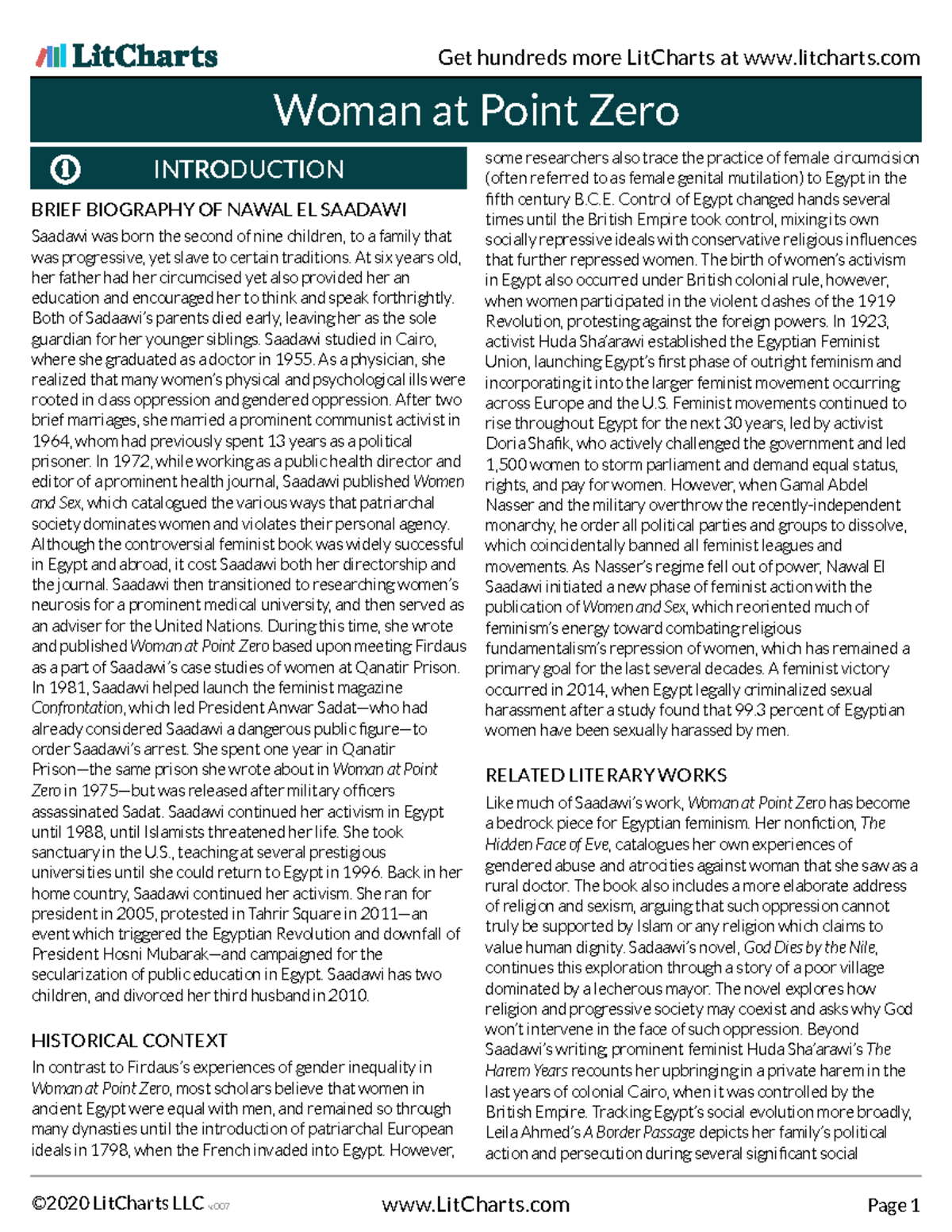 Woman at Point Zero: A Comprehensive LitChart Analysis - Studocu