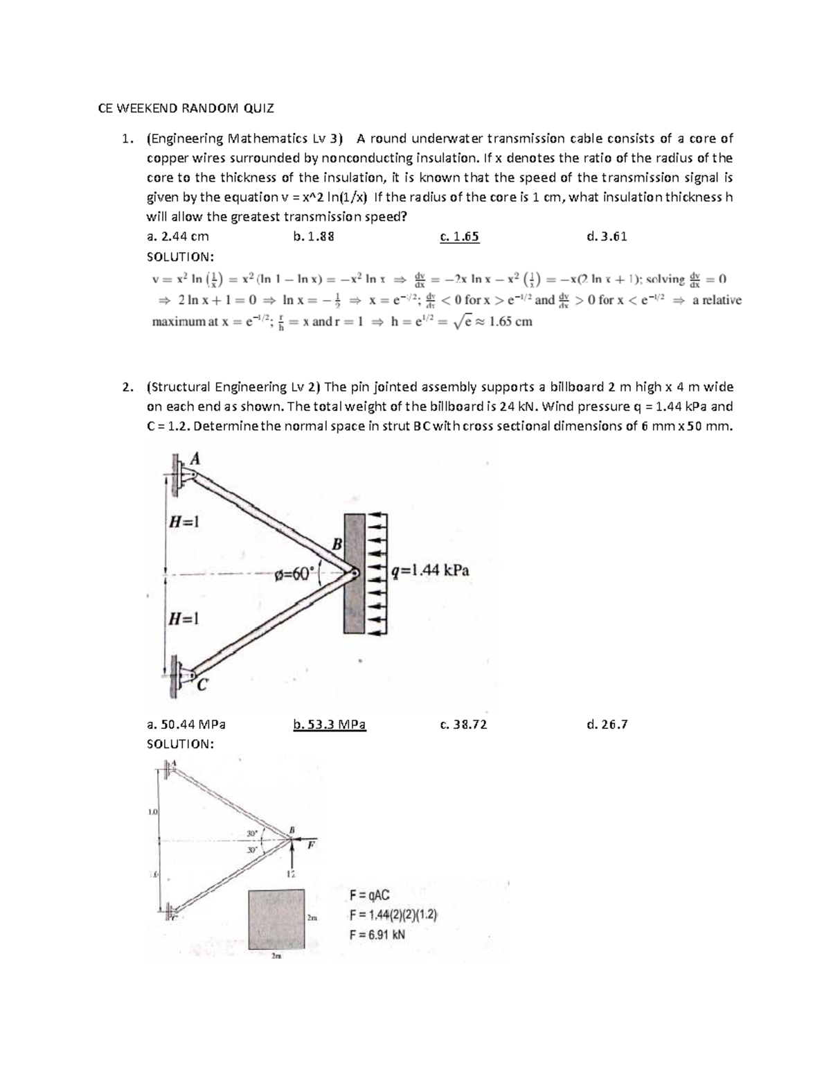 CE Weekend Knockouts Quiz Answer Key and Solutions - Studocu