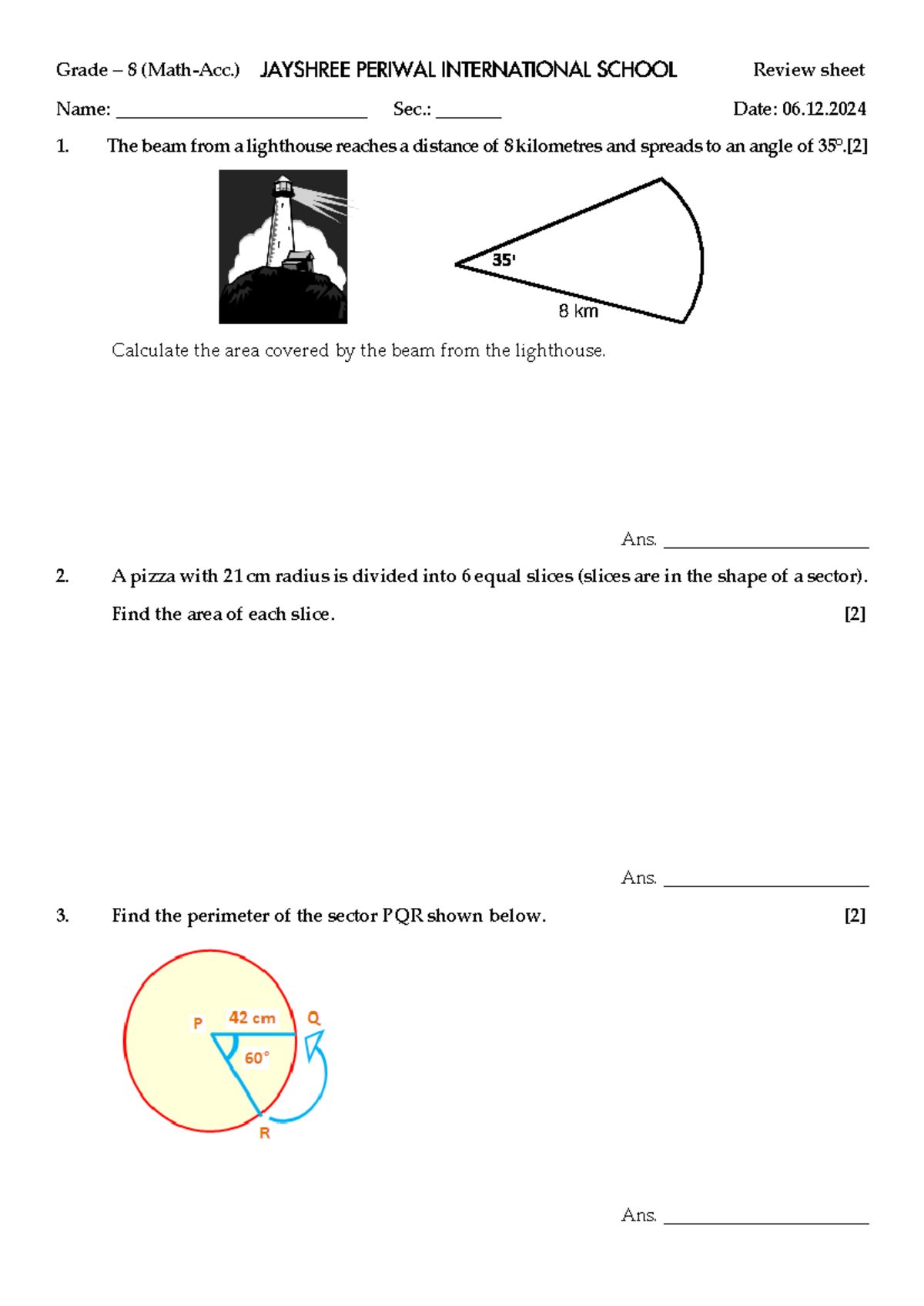 Math (Accelerated) - Review sheet - 06 - Grade – 8 (Math-Acc.) Review ...