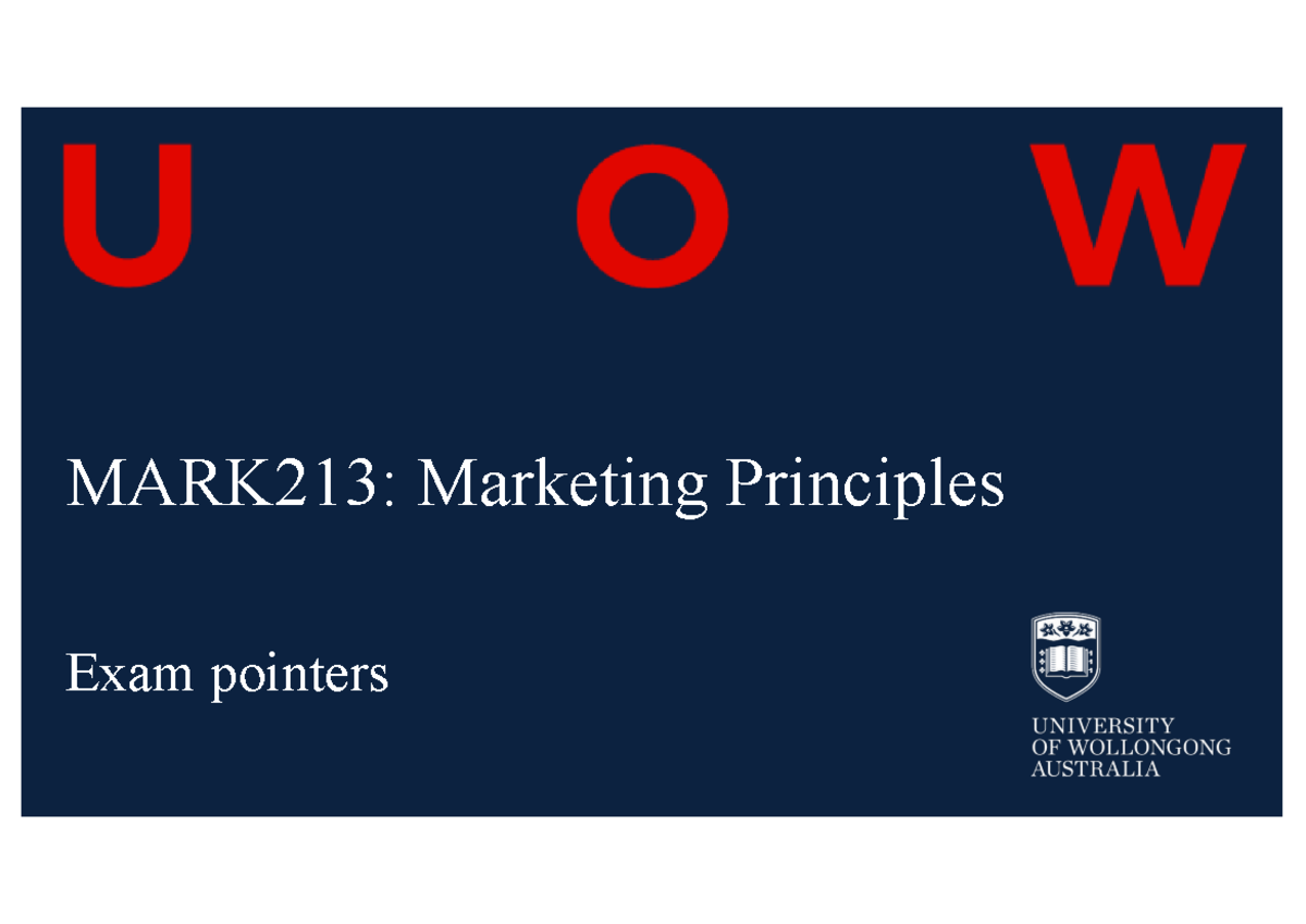 MARK213: Marketing Principles Exam Pointers for Essay Answers - Studocu