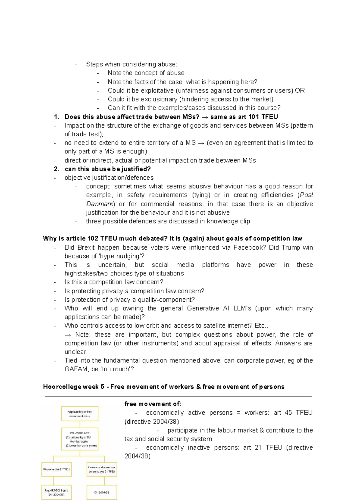 EU Law HC: Notes on Abuse, Free Movement, and Equal Treatment - Studeersnel