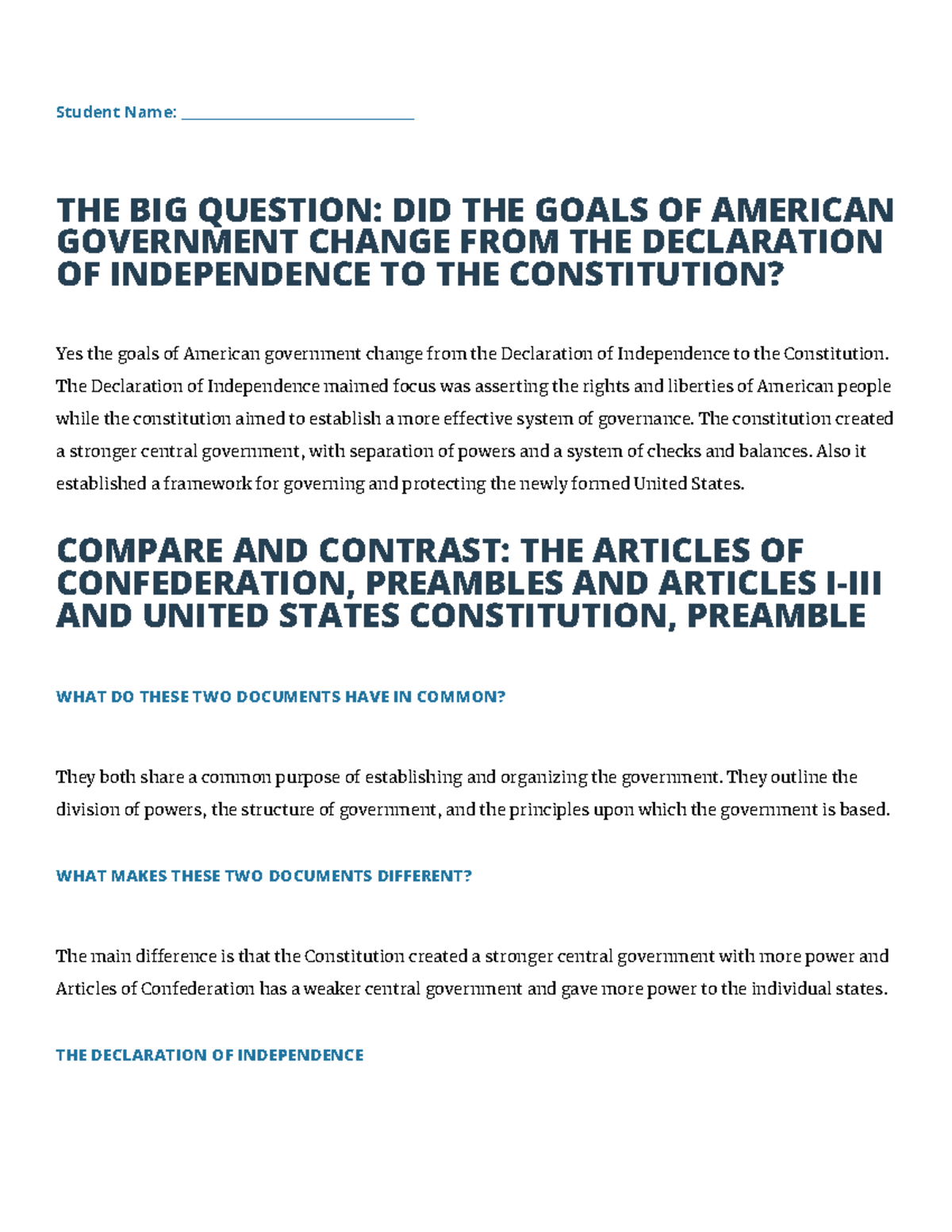 DBQuest 2 - Evolution of U.S. Government Goals from 1776 to 1789 - Studocu