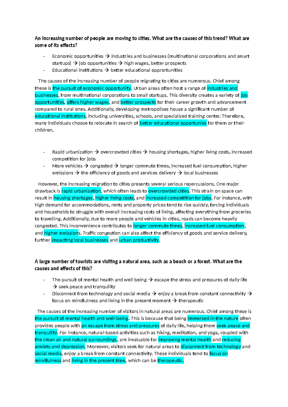 Causes and Effects of Urban Migration: Writing Task 2 Analysis - Studocu