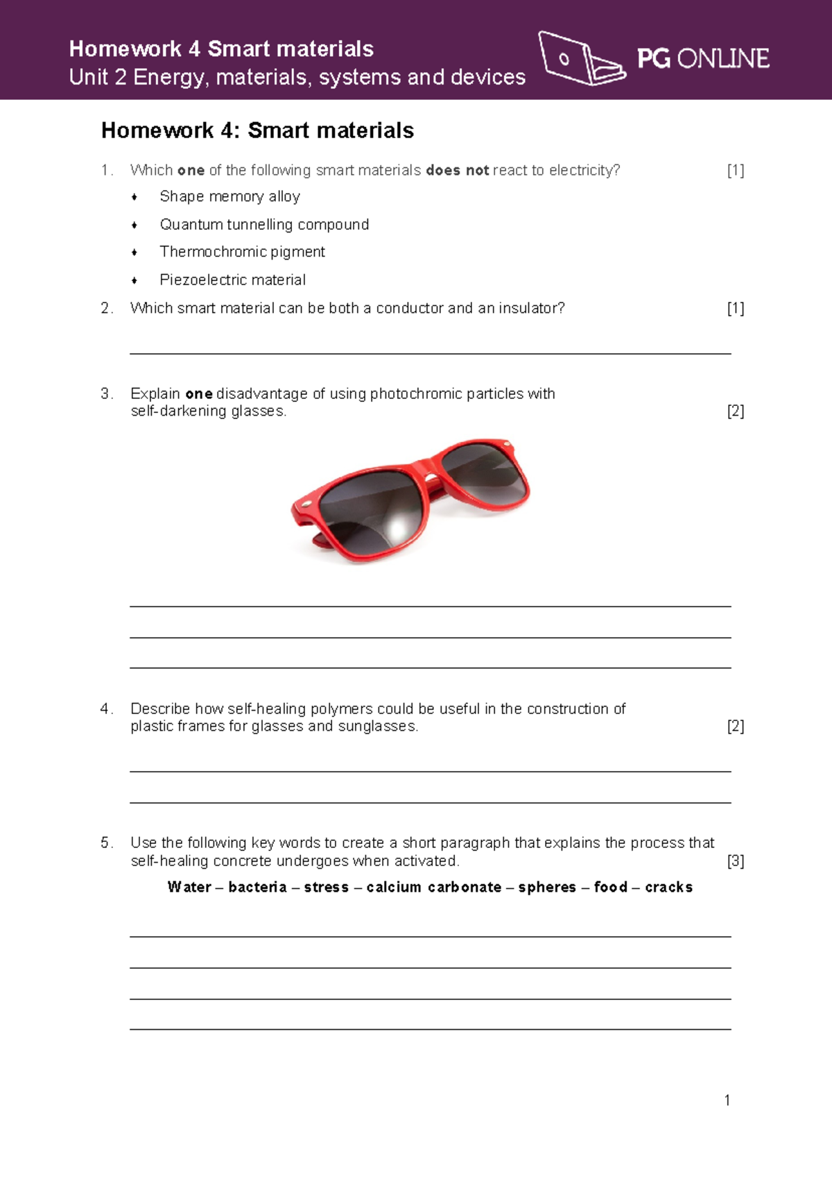 8552 Unit 2 Homework 4 - Smart Materials Overview and Questions - Studocu