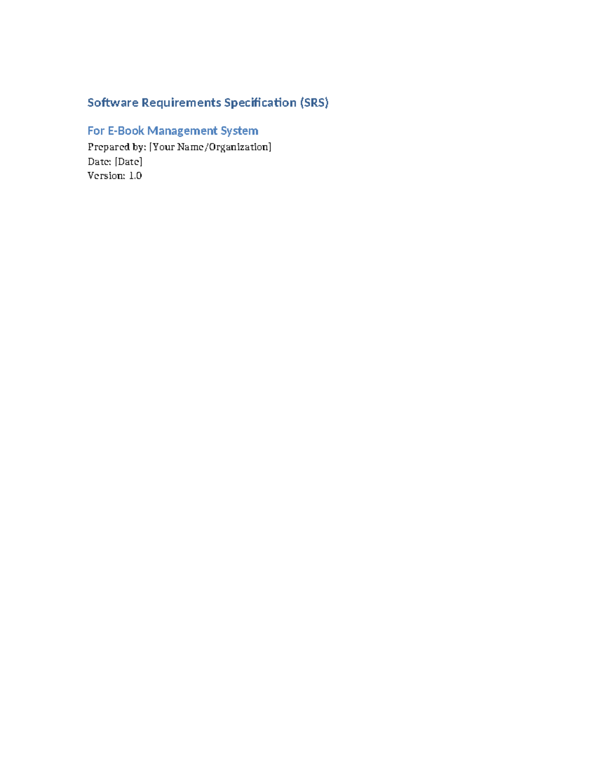E-Book Management System SRS Document: Features & Requirements - Studocu