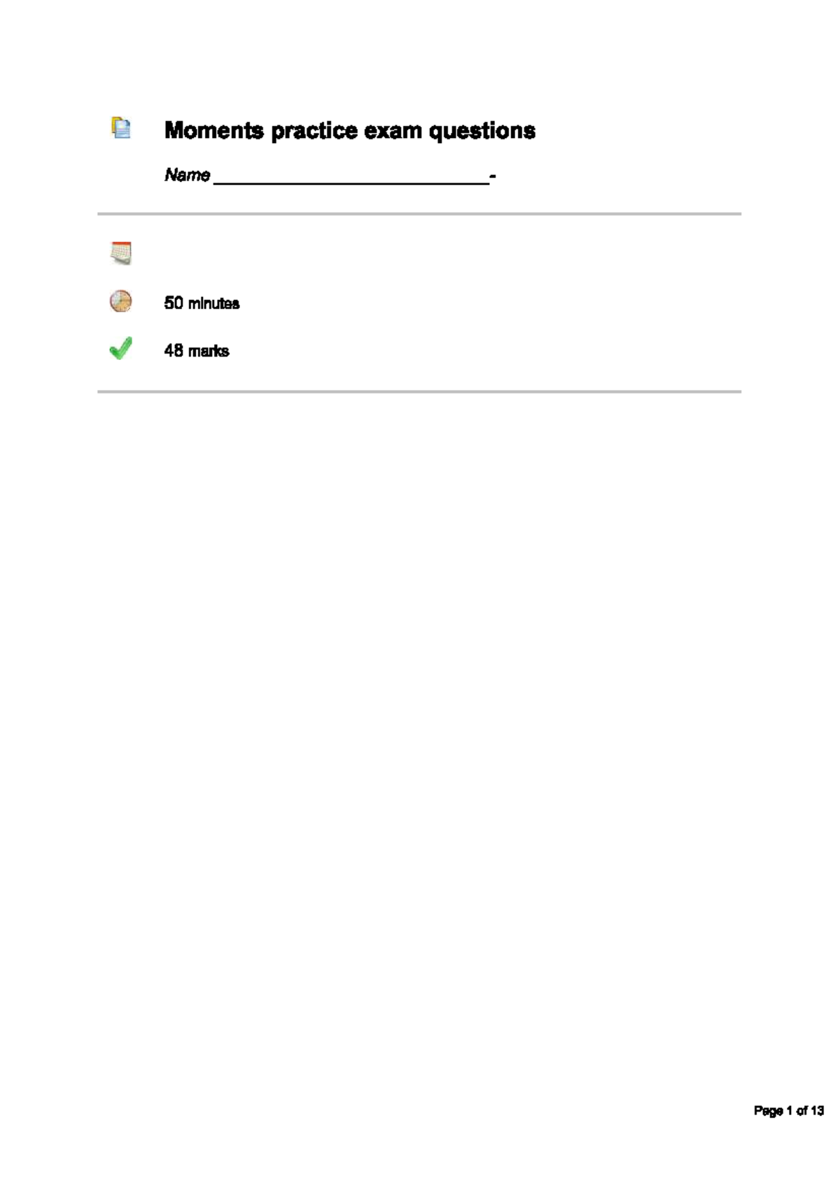 Mechanics Practice Exam Questions - UMUTECH - Studocu