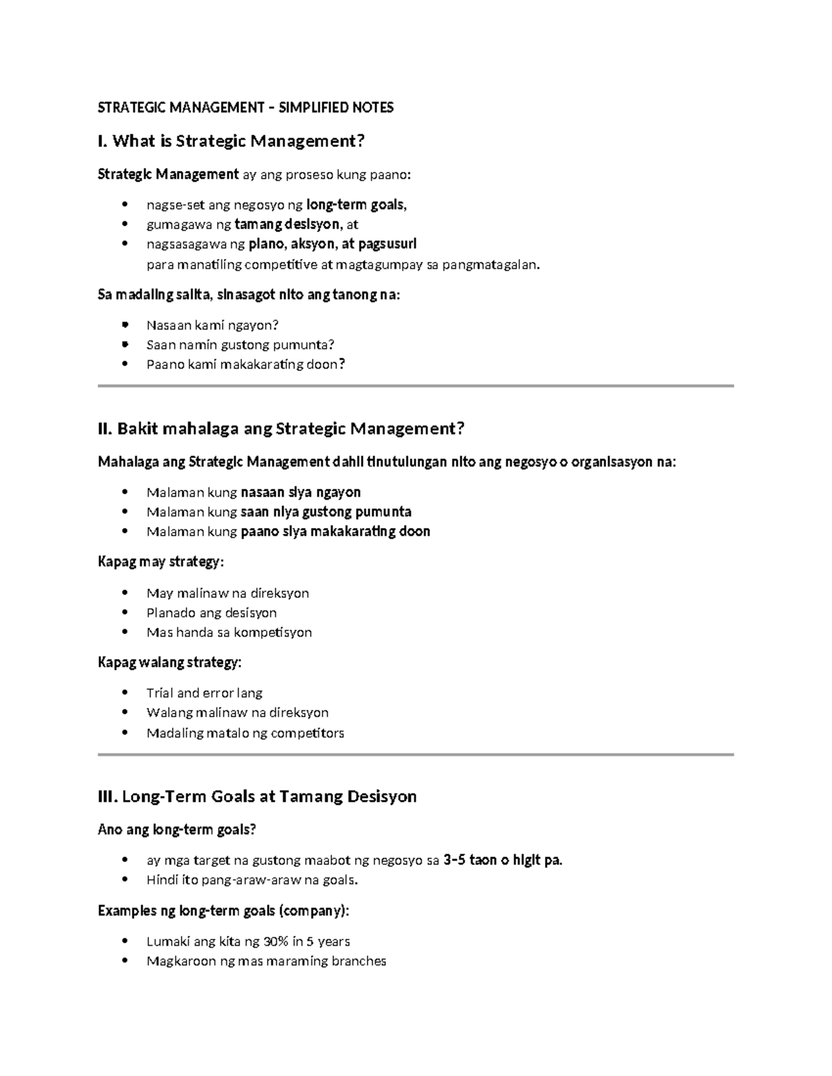 Strategic Management Simplified Notes (SM 101) for Advanced Learning ...