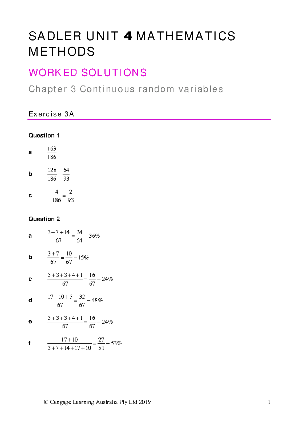 SADLER MATH METHODS (SADLER UNIT 4) Chapter 3: Continuous Random ...