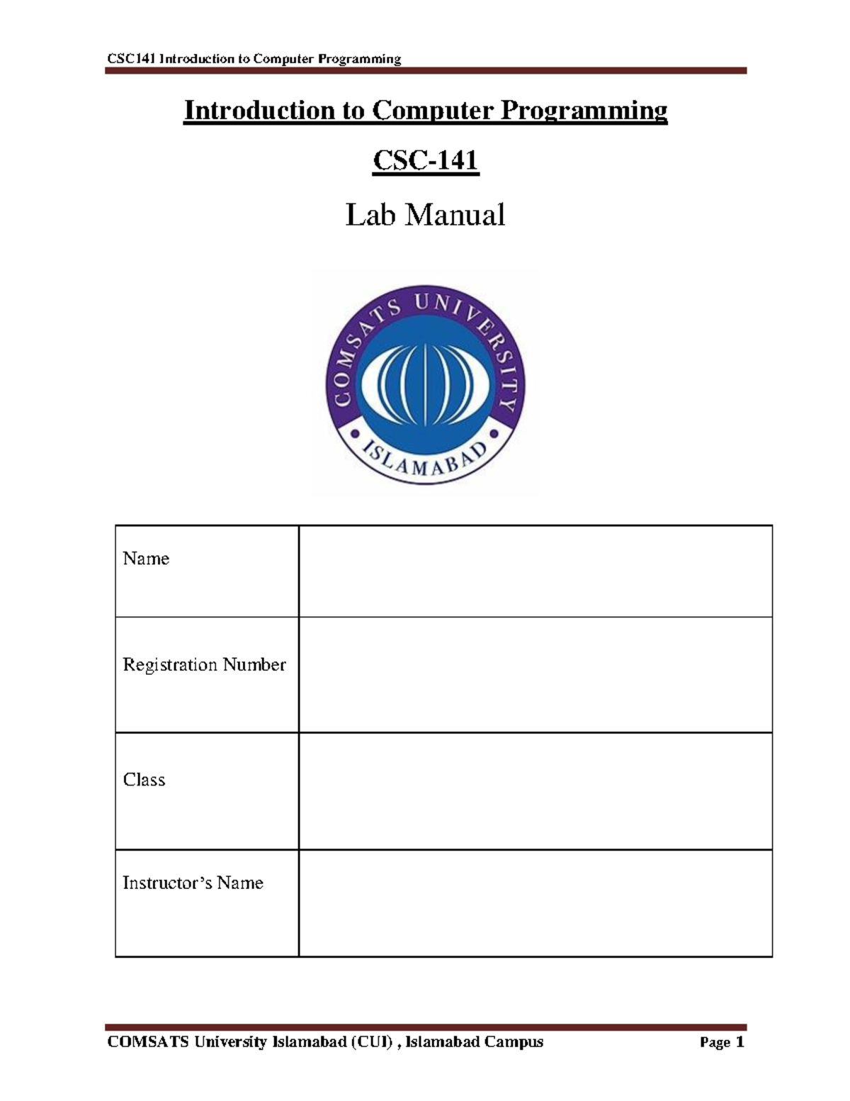 Csc 141 Icp Lab Manual Remember Me In Prayers Csc 141 Introduction To Computer Programming
