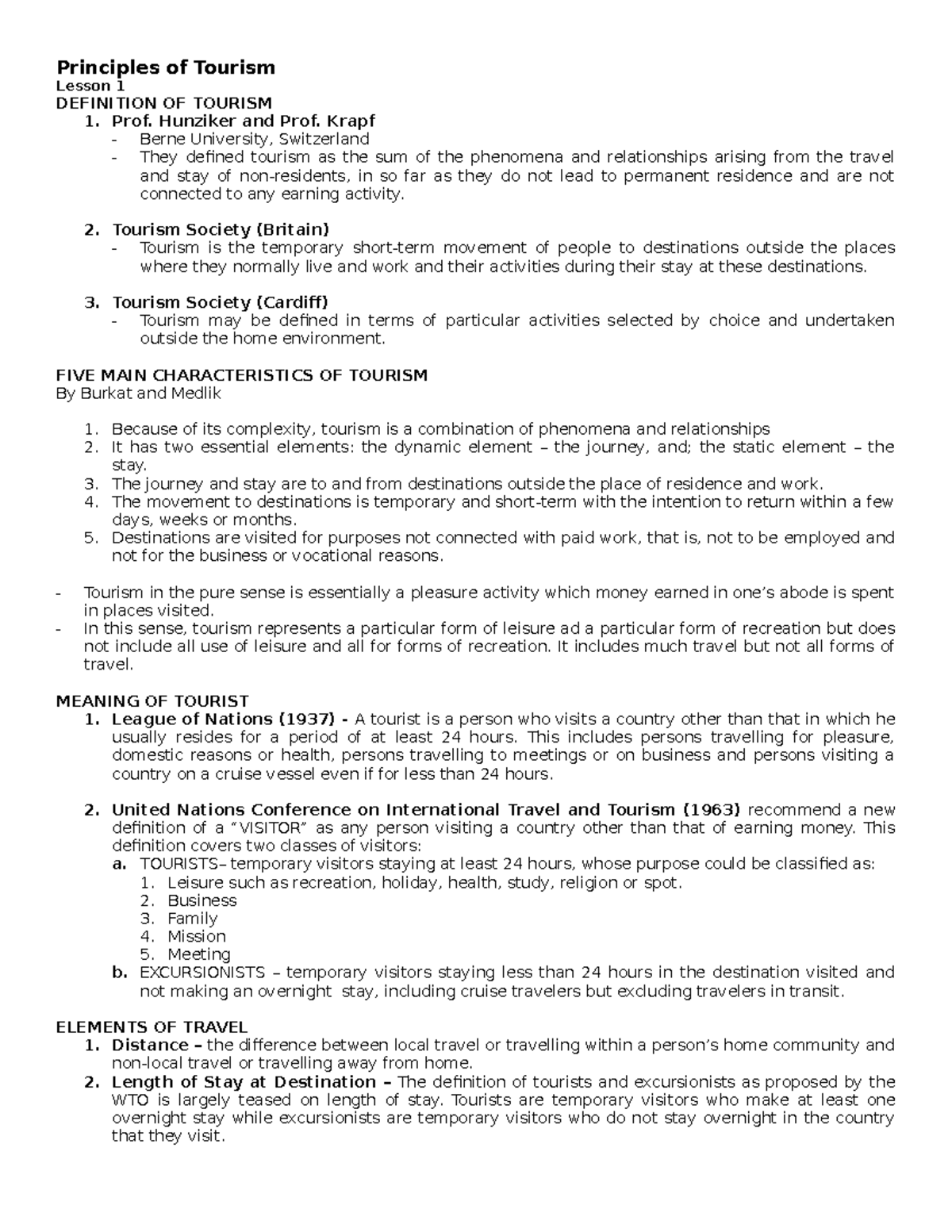 Principles of Tourism: Key Definitions and Characteristics (MACRO ...