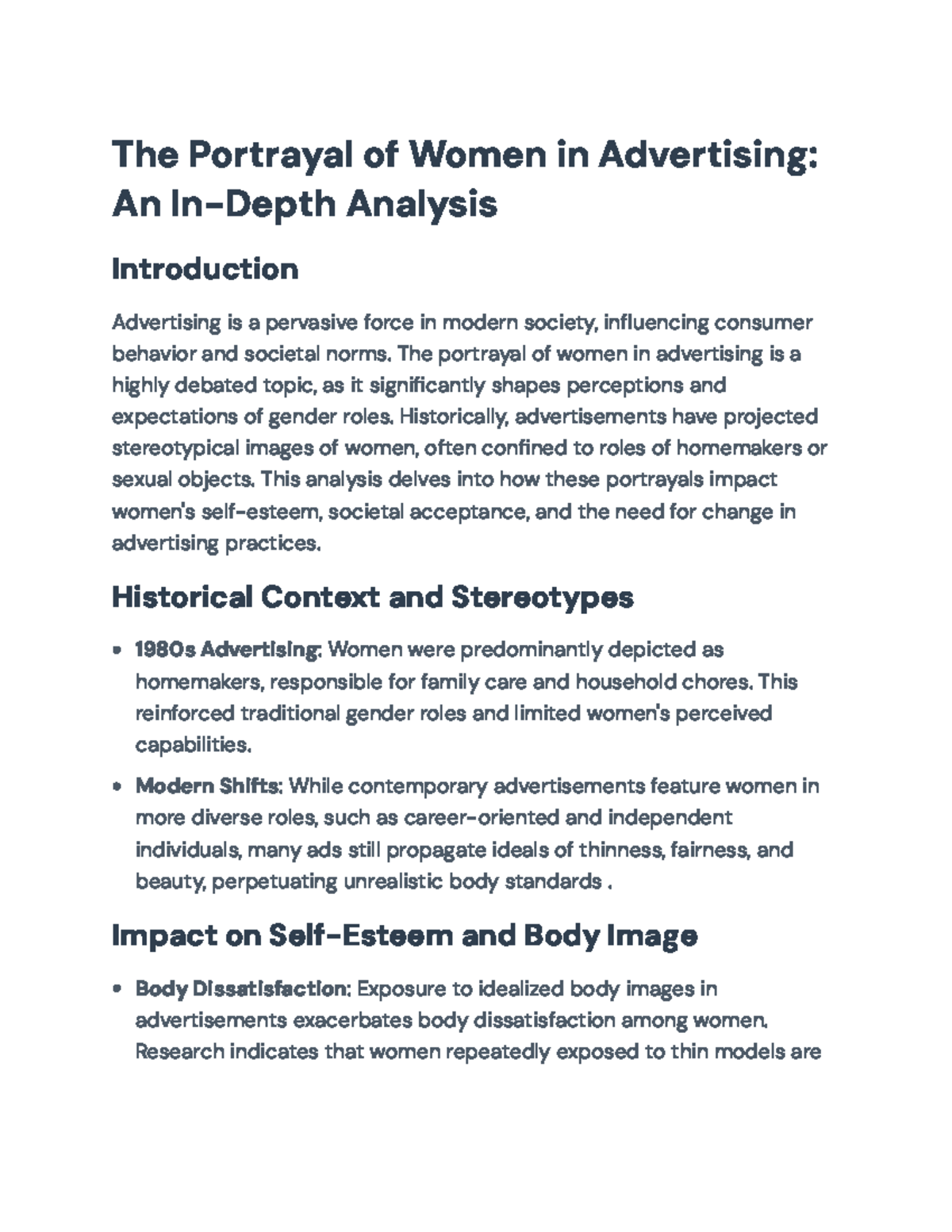 The Portrayal of Women in Advertising: Impact on Self-Esteem & Society ...