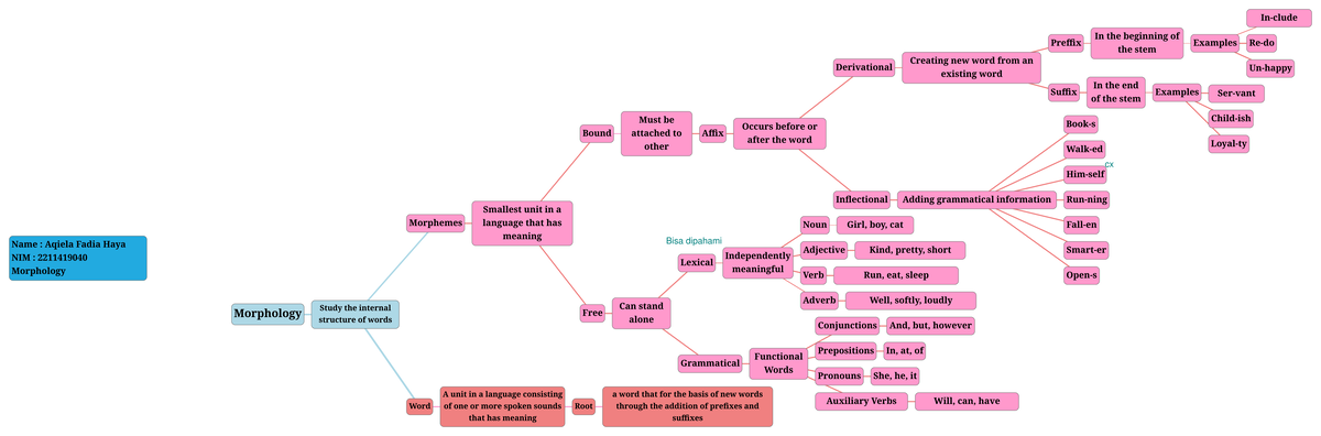 Morphology Mind Mapping - Morphology structure of wordsStudy the internal Morphemes Smallest ...
