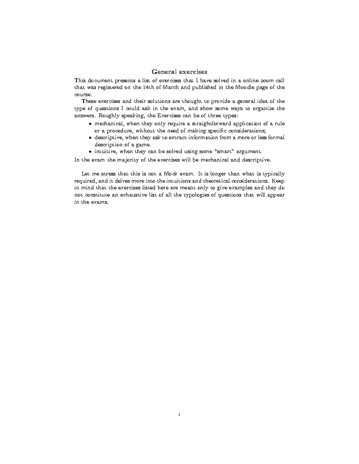 Exercises GT - General Exam Practice Questions and Solutions - Studocu