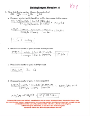 Limiting Reactants - Study Notes & Assignments - Studocu