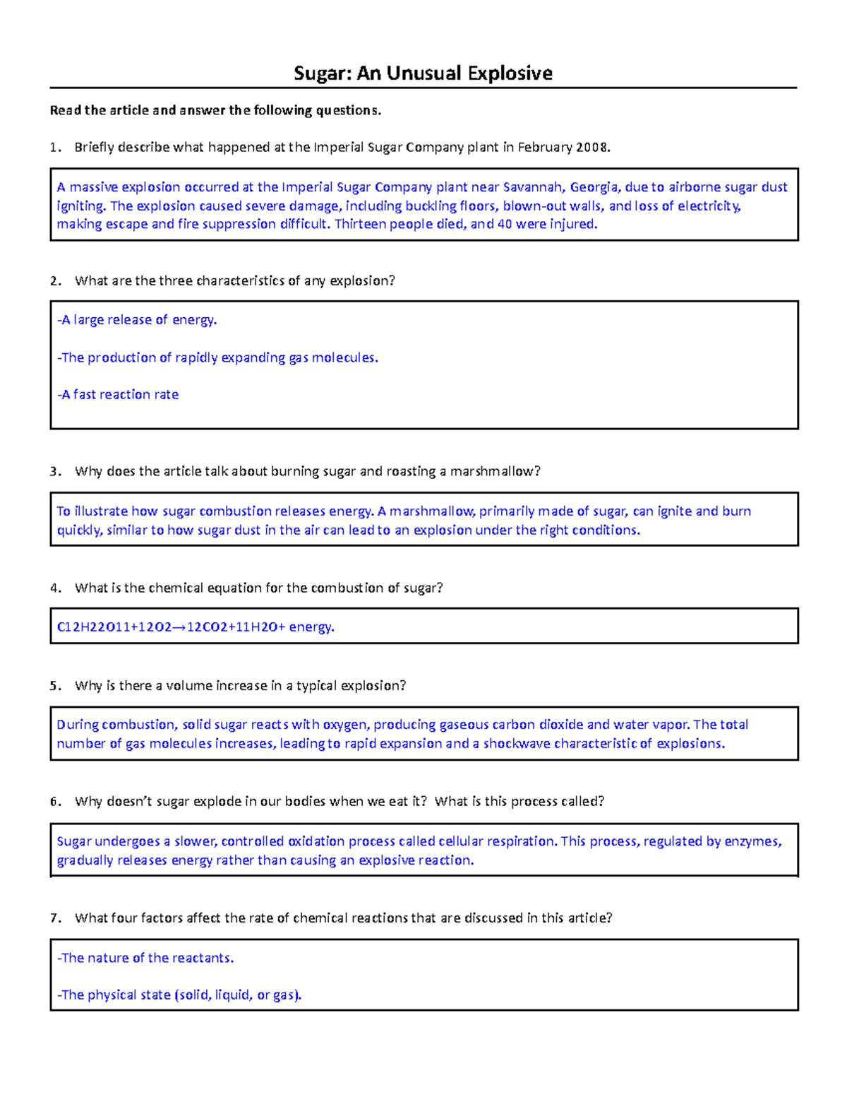 Sugar Explosion Case Study: Insights from the Imperial Sugar Incident ...