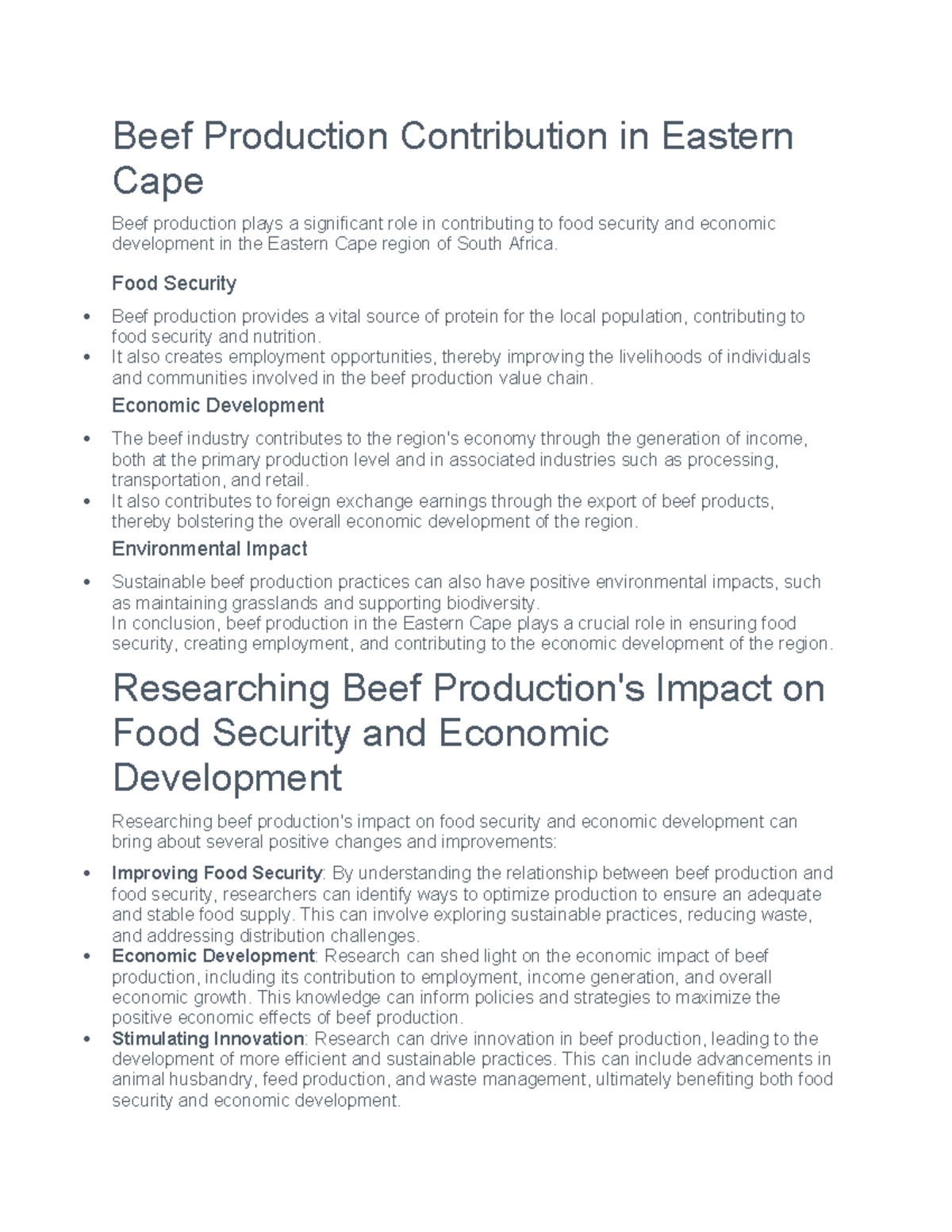 Beef Production's Role in Food Security & Economic Growth in Eastern ...