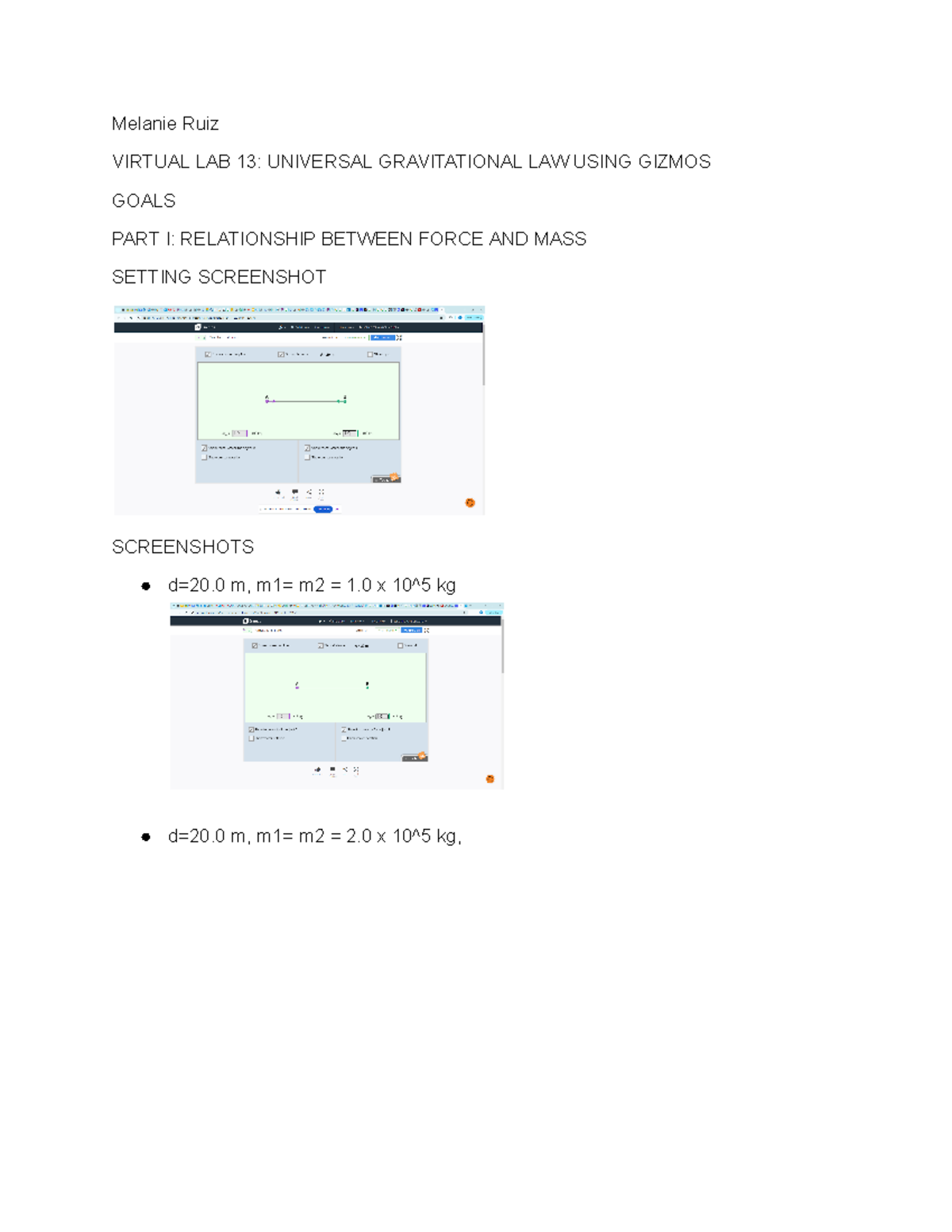 Virtual Lab 13: Exploring Newton's Universal Gravitational Law - Studocu