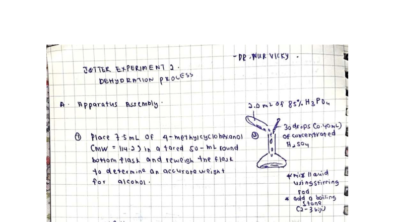 CHM457 LAB 2 - Dehydration Process Experiment Report - Studocu
