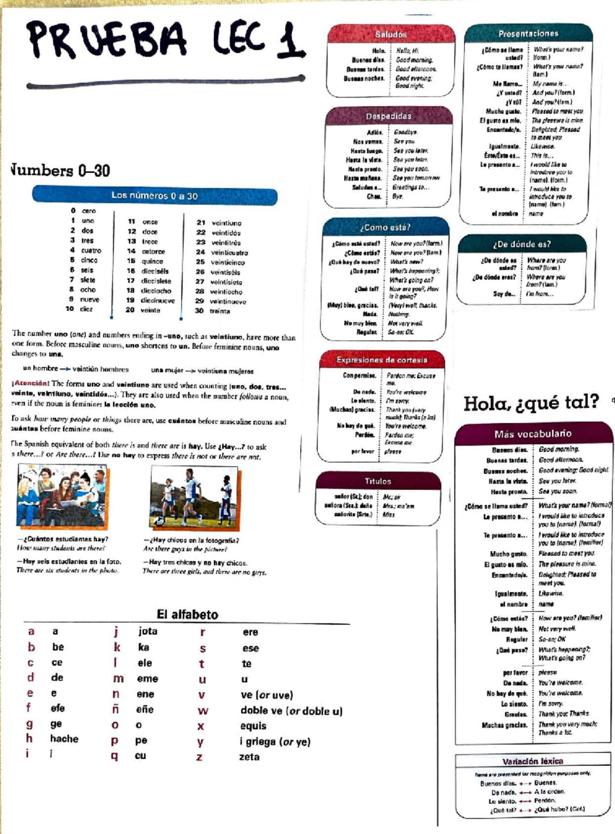 Spanish Numbers and Basic Expressions Overview (Course Code: Span101 ...