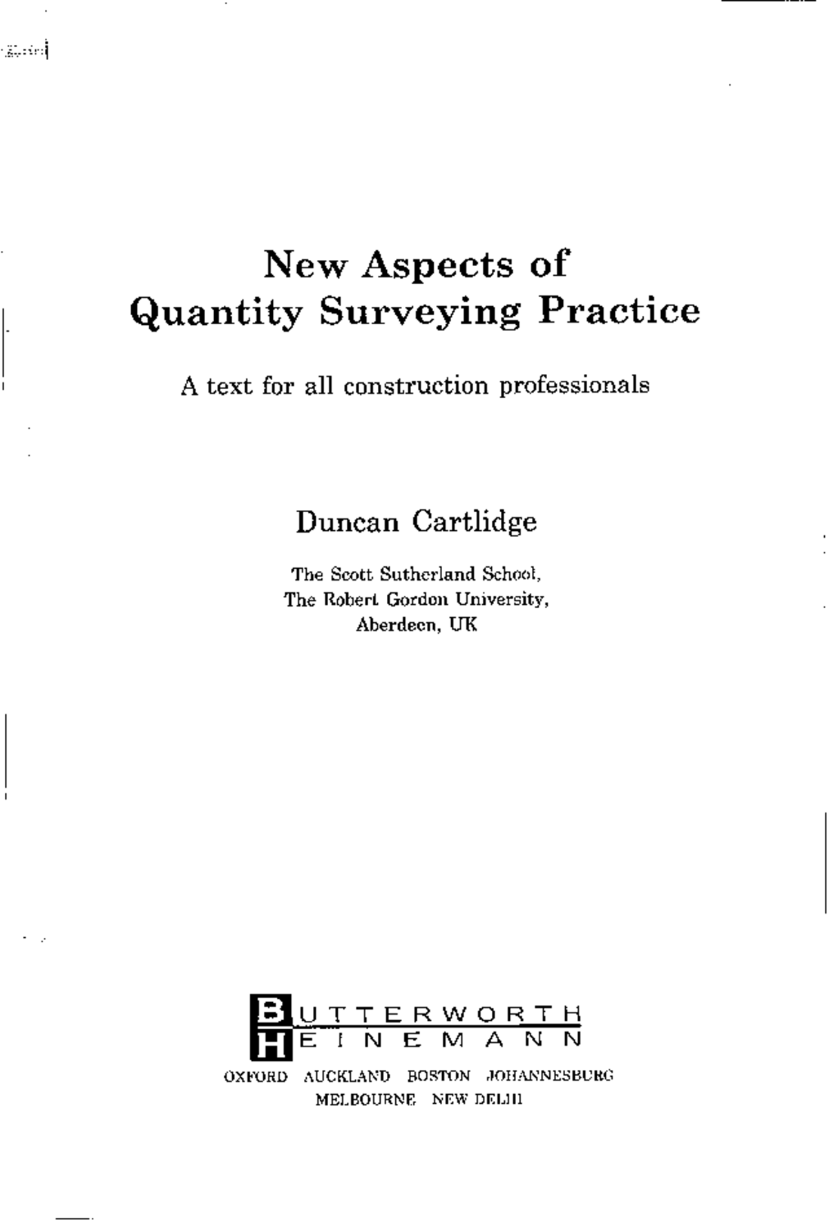 New aspects of quantity surveying practice. Section 9 - Appendices. (10 ...