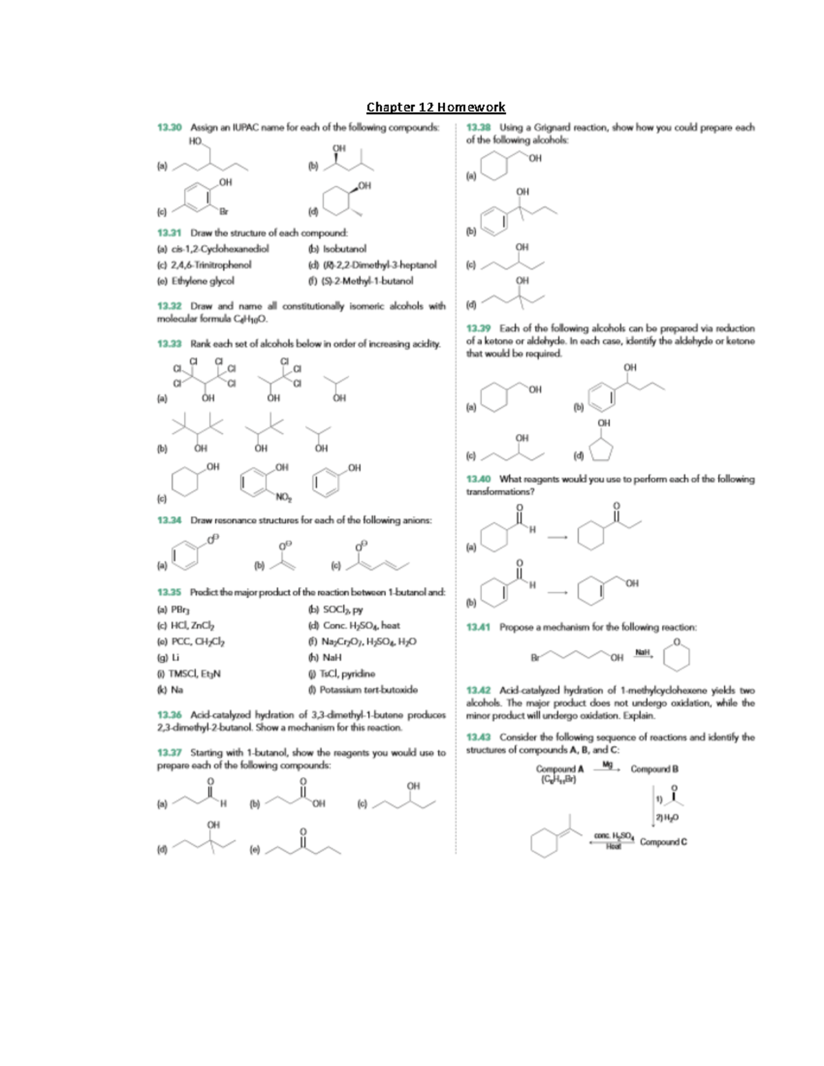 Chapter 12 Homework - Chapter 12 Homework 13 Assign an IUPAC name for ...