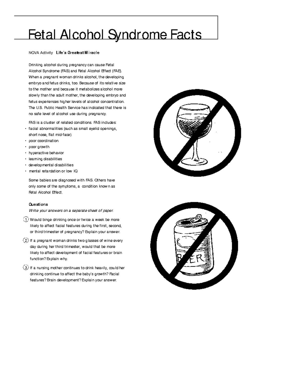 NOVA Activity: Fetal Alcohol Syndrome - Effects & Insights - Studocu