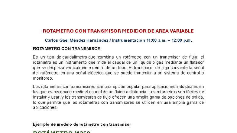 Rotametro Transmisor - ROTAMETRO CON TRANSMISOR MEDIDOR DE AREA ...