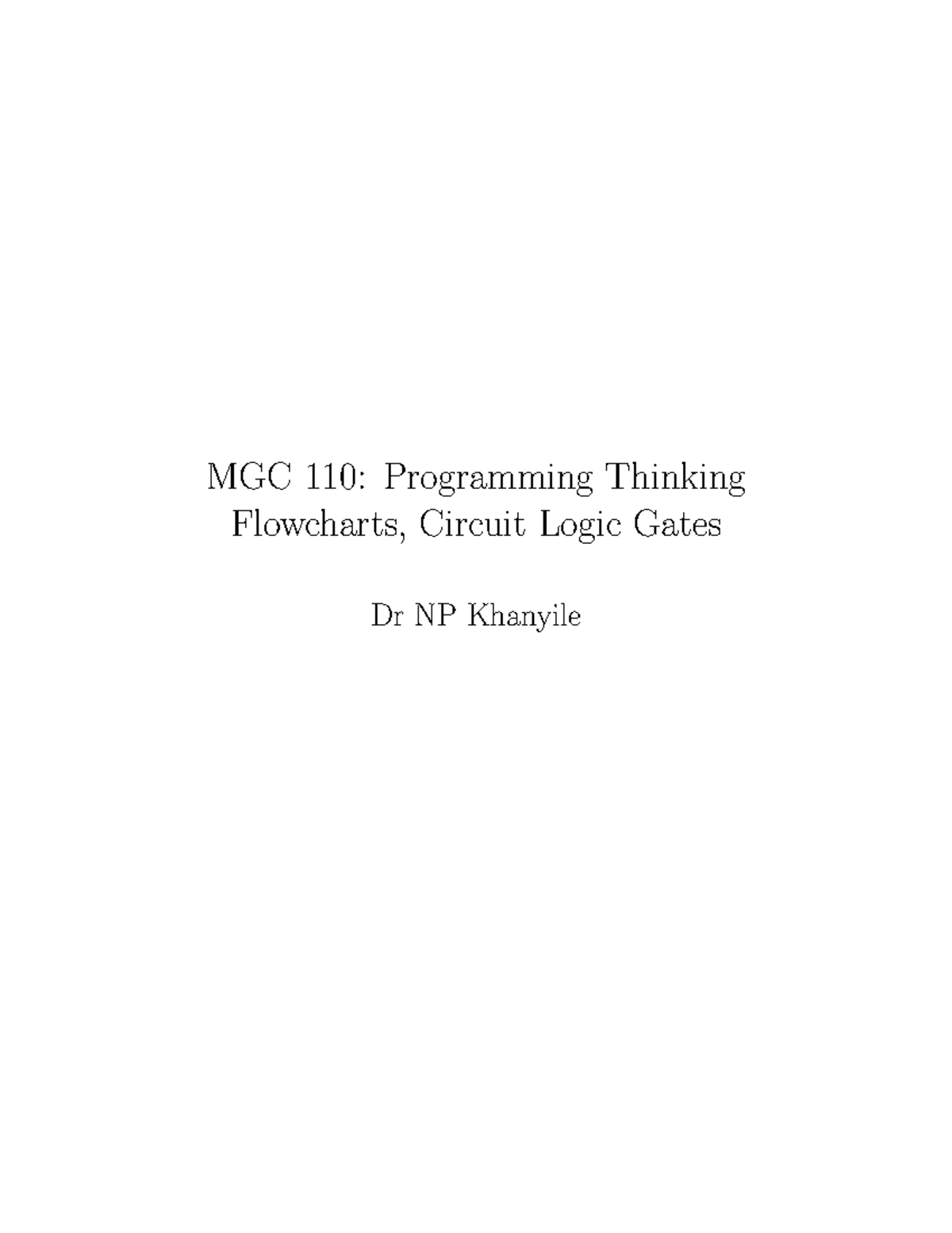 MGC 110: Logic Gates & Boolean Expressions for Control Systems - Studocu