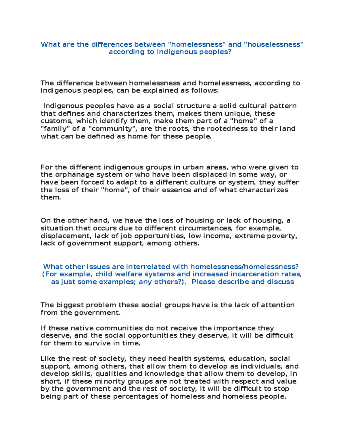 Indigenous Perspectives on Homelessness vs Houselessness - Feedback ...