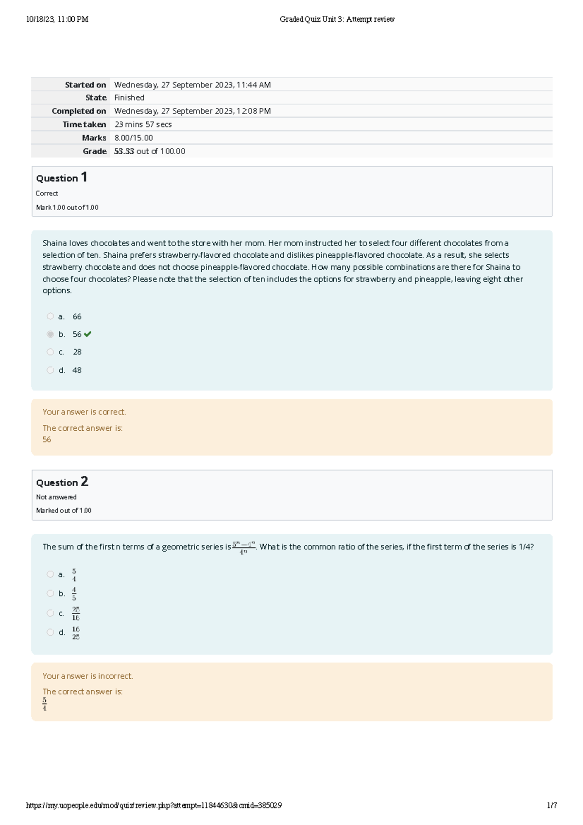 Graded Quiz Review For Unit 3 Attempt Results Insights Studocu