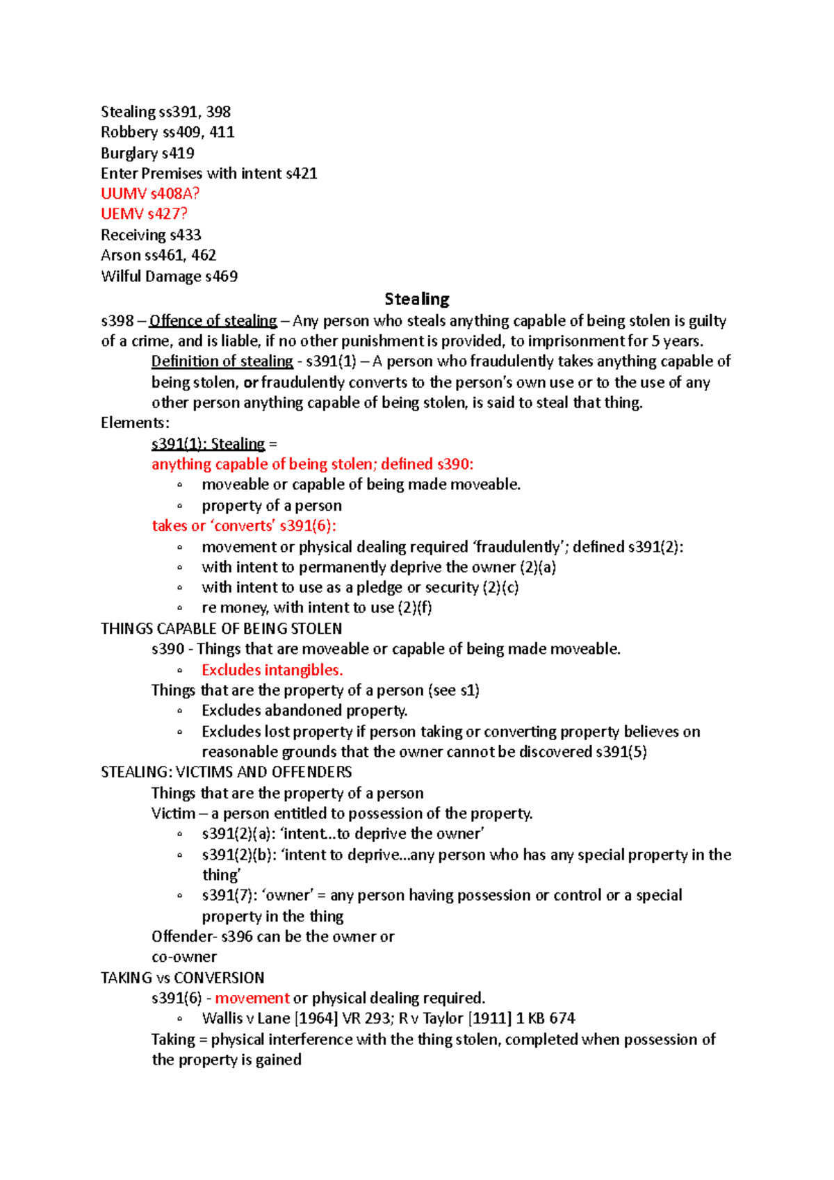 Property Offences - Week 7 Lecture Notes (Criminal Law) - Studocu