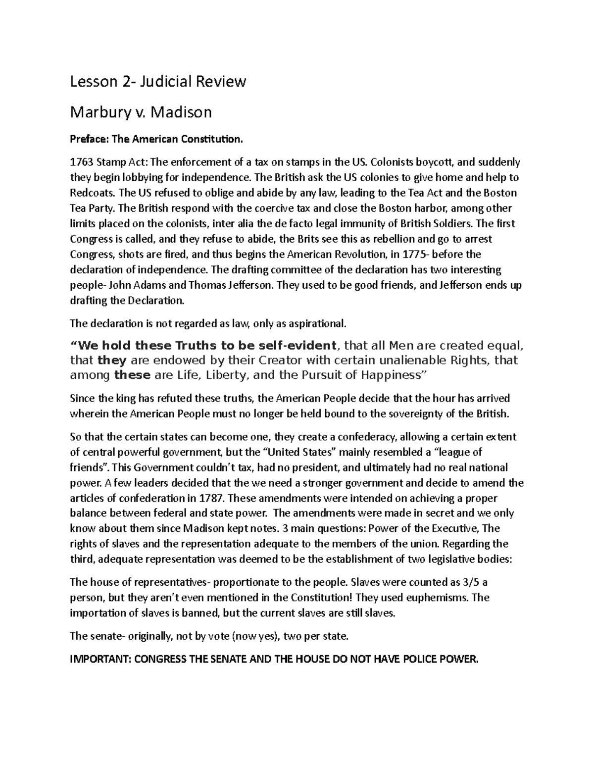 Judicial Review - Lecture Notes 2: Marbury v. Madison Explained - Studocu