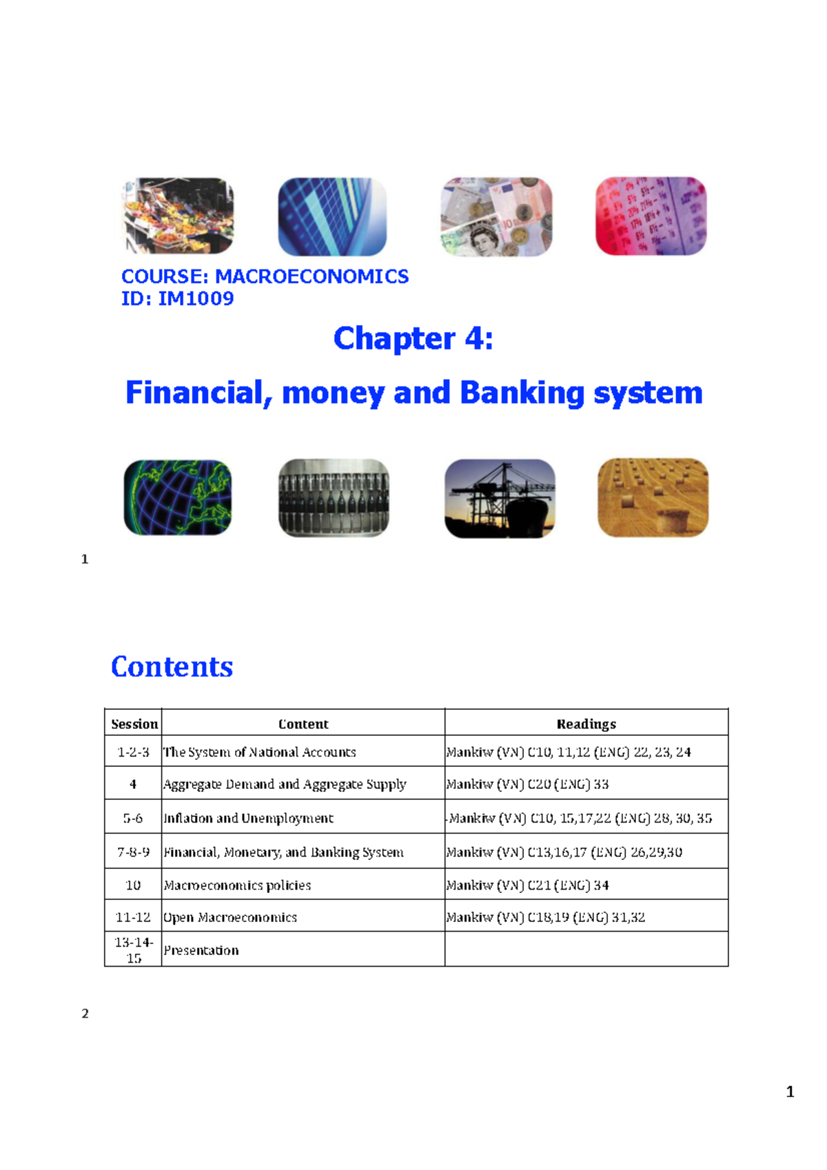IM1009 Macroeconomics Chapter 4: Financial, Money & Banking System ...