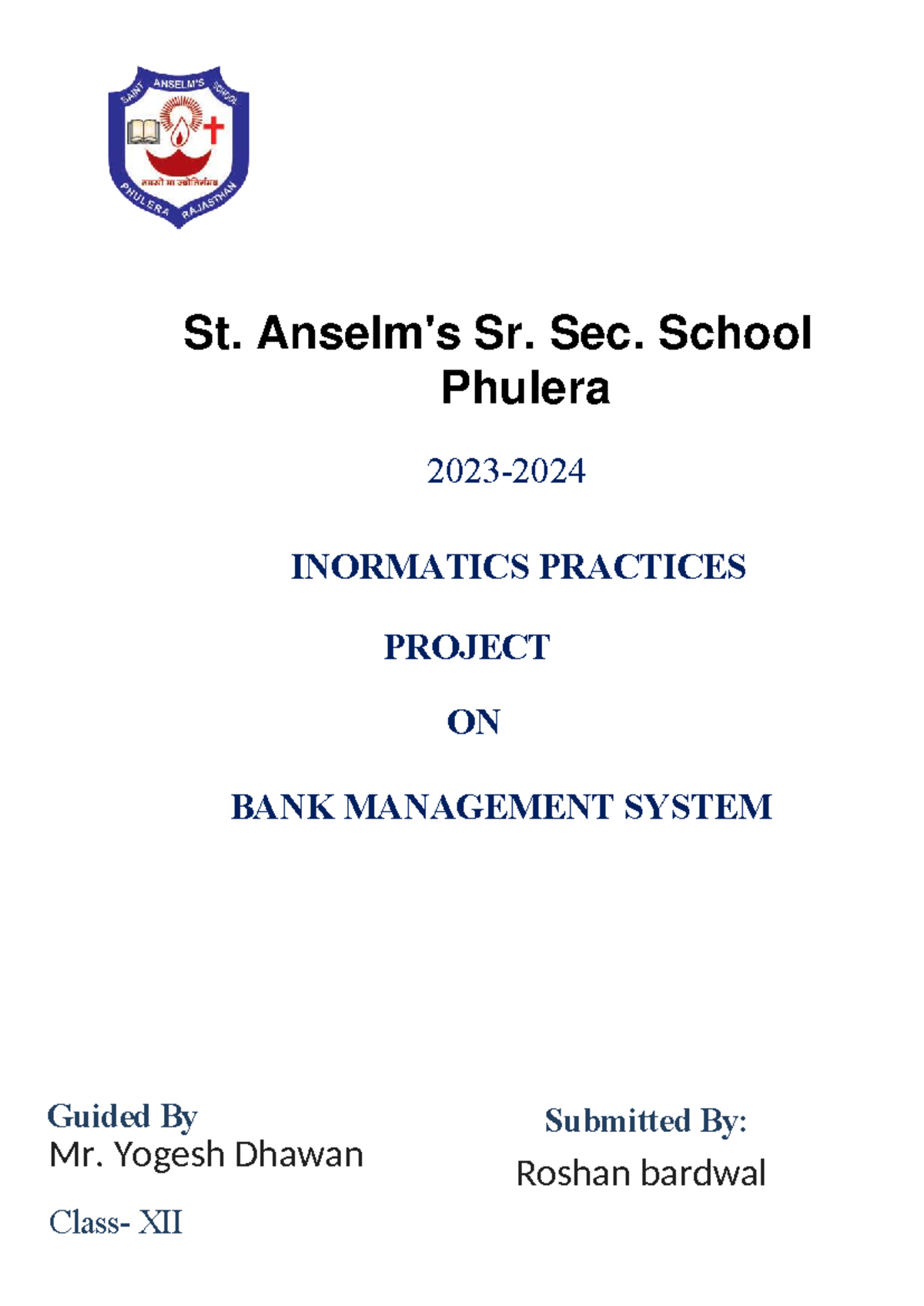 Informatics Practices Project: Bank Management System for Class XII ...