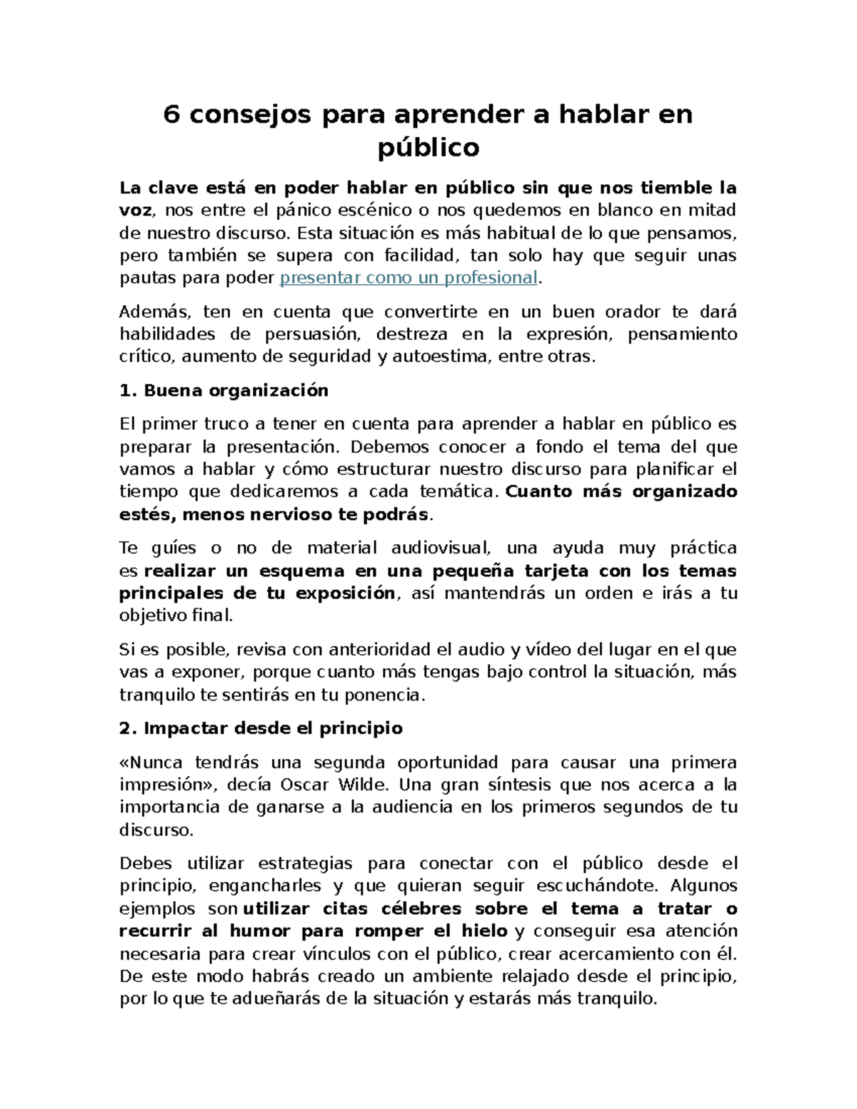 6 consejos para aprender a hablar en público - 6 consejos para aprender ...