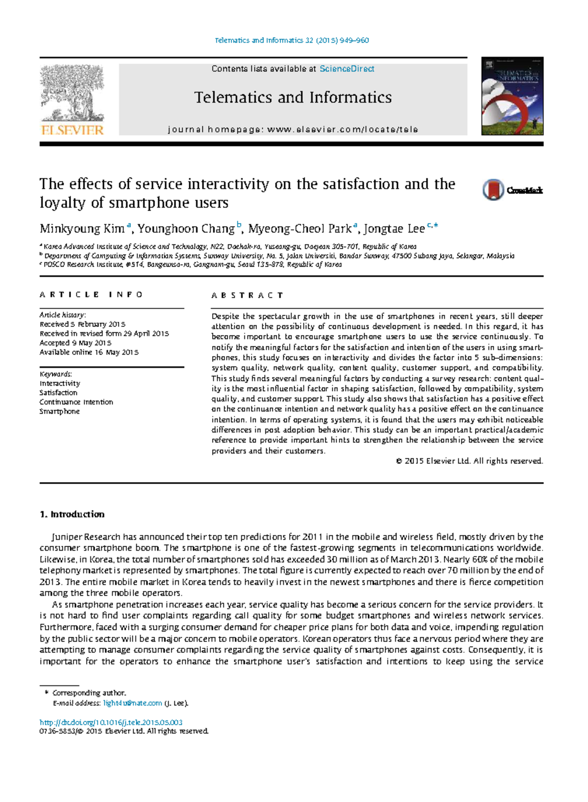 The Effects of Service Interactivity on Smartphone User Satisfaction ...
