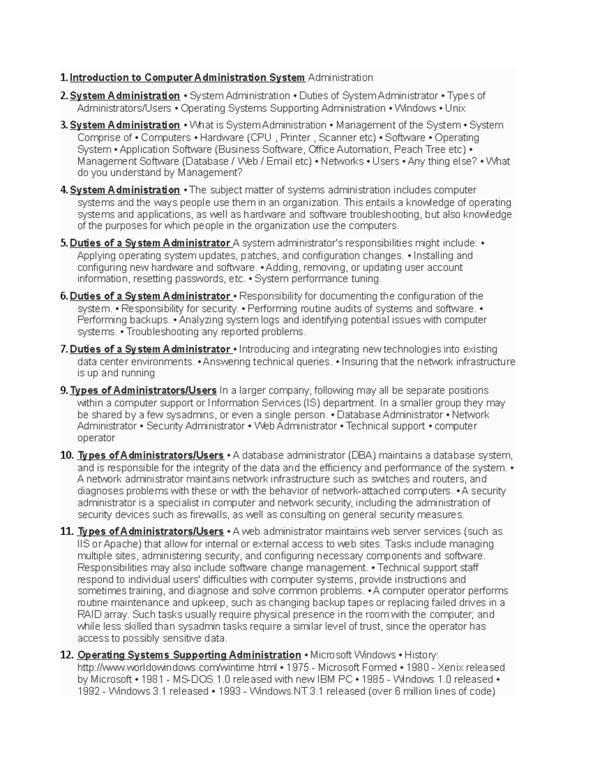 Introduction to Computer Administration System - 1. Introduction to ...