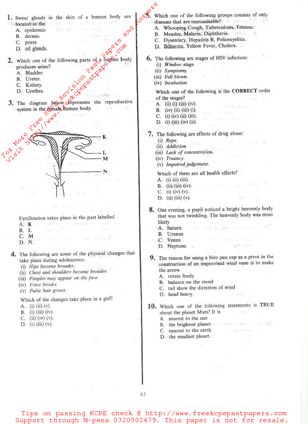 KCPE 2006 Science E - Revision Tips and Past Papers Guide - Studocu