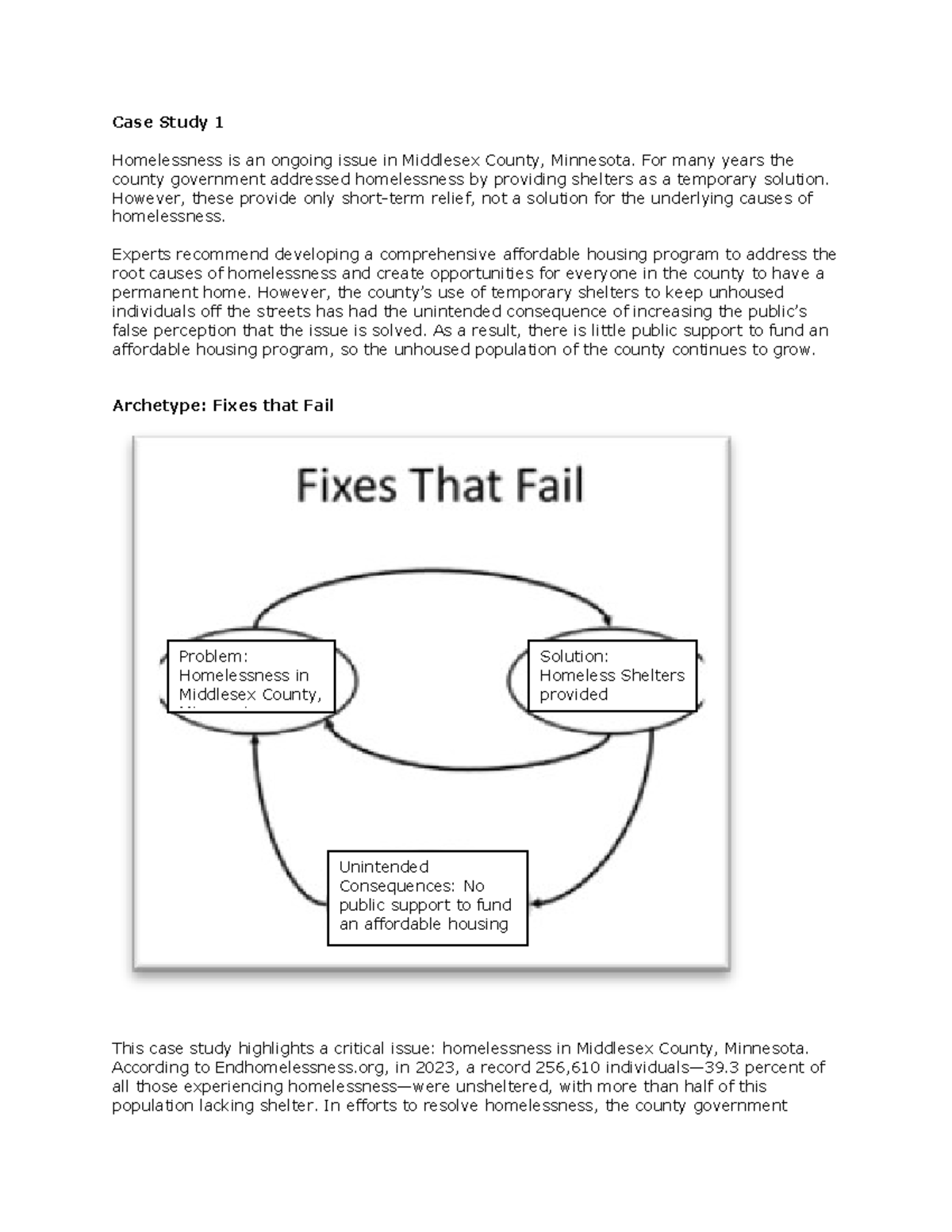 D372 Case Study 1 - Addressing Homelessness in Middlesex County - Studocu