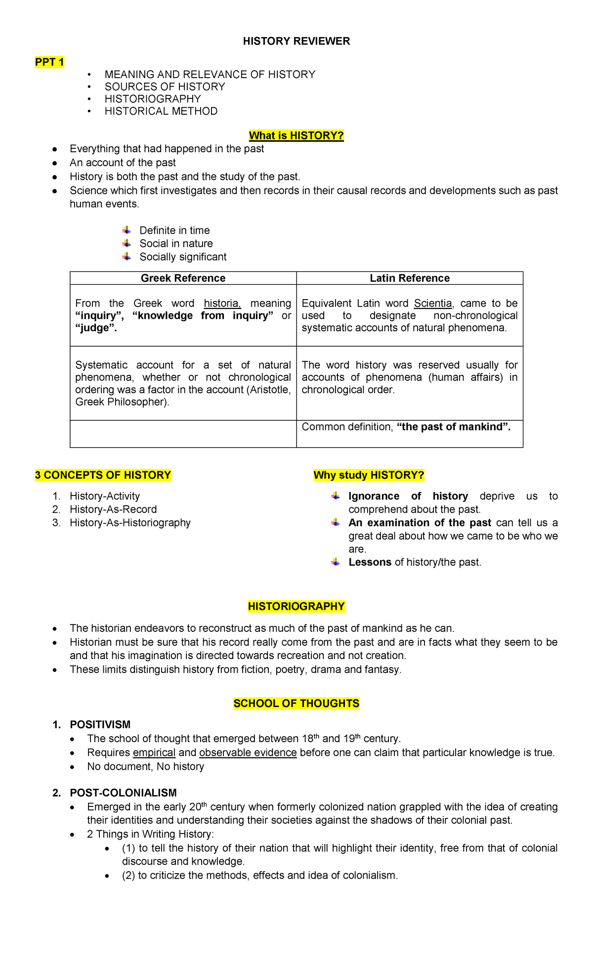 HIST 101: Comprehensive Review on Historical Concepts and Sources - Studocu